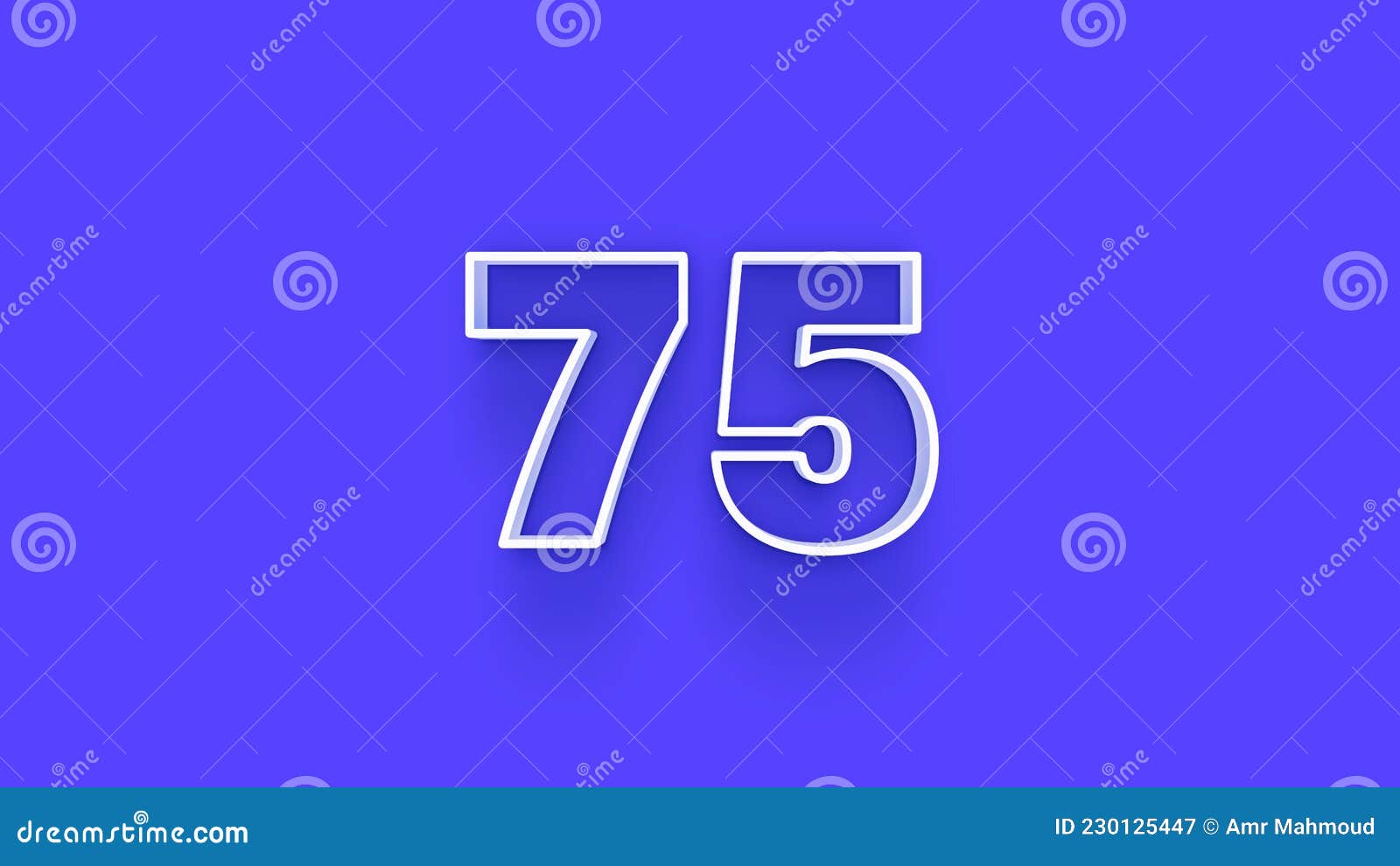 Blue 3d Symbol of 75 Number Icon on Blue Background Stock Illustration ...