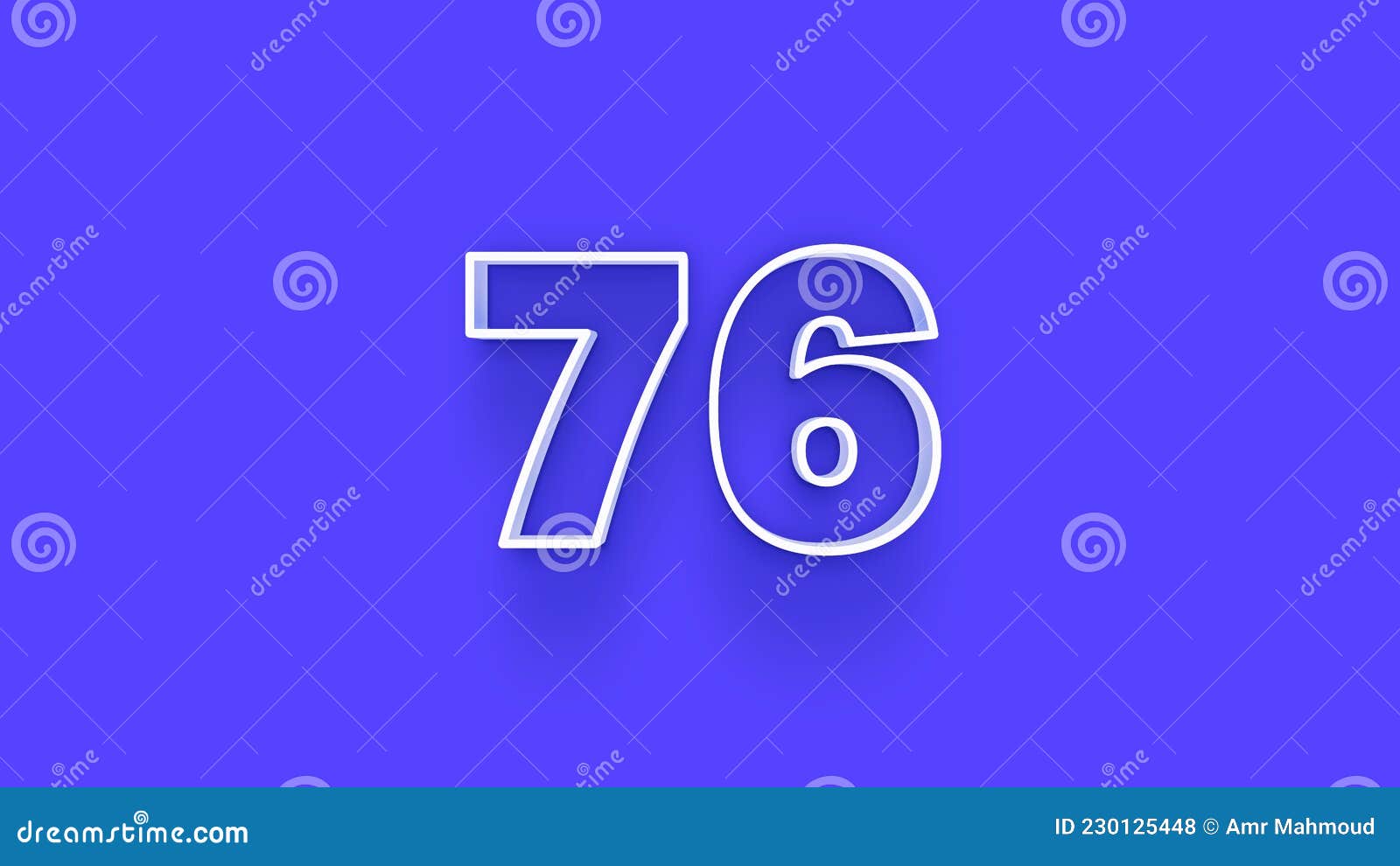 Blue 3d Symbol of 76 Number Icon on Blue Background Stock Illustration ...