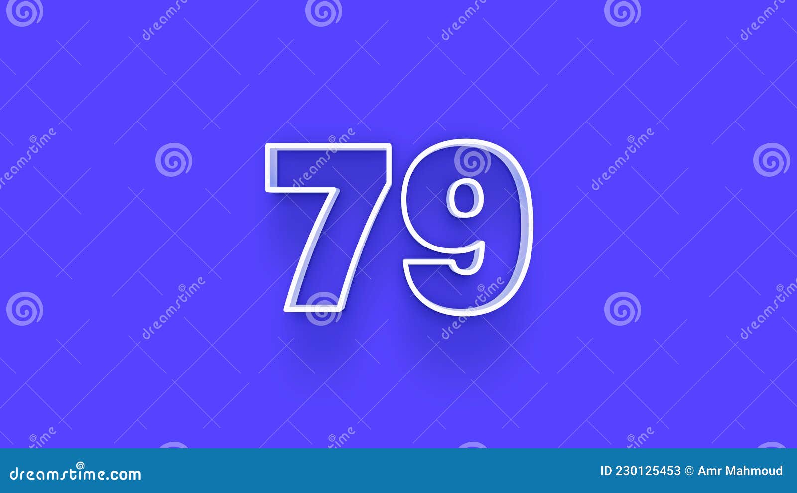 Blue 3d Symbol of 79 Number Icon on Blue Background Stock Illustration ...