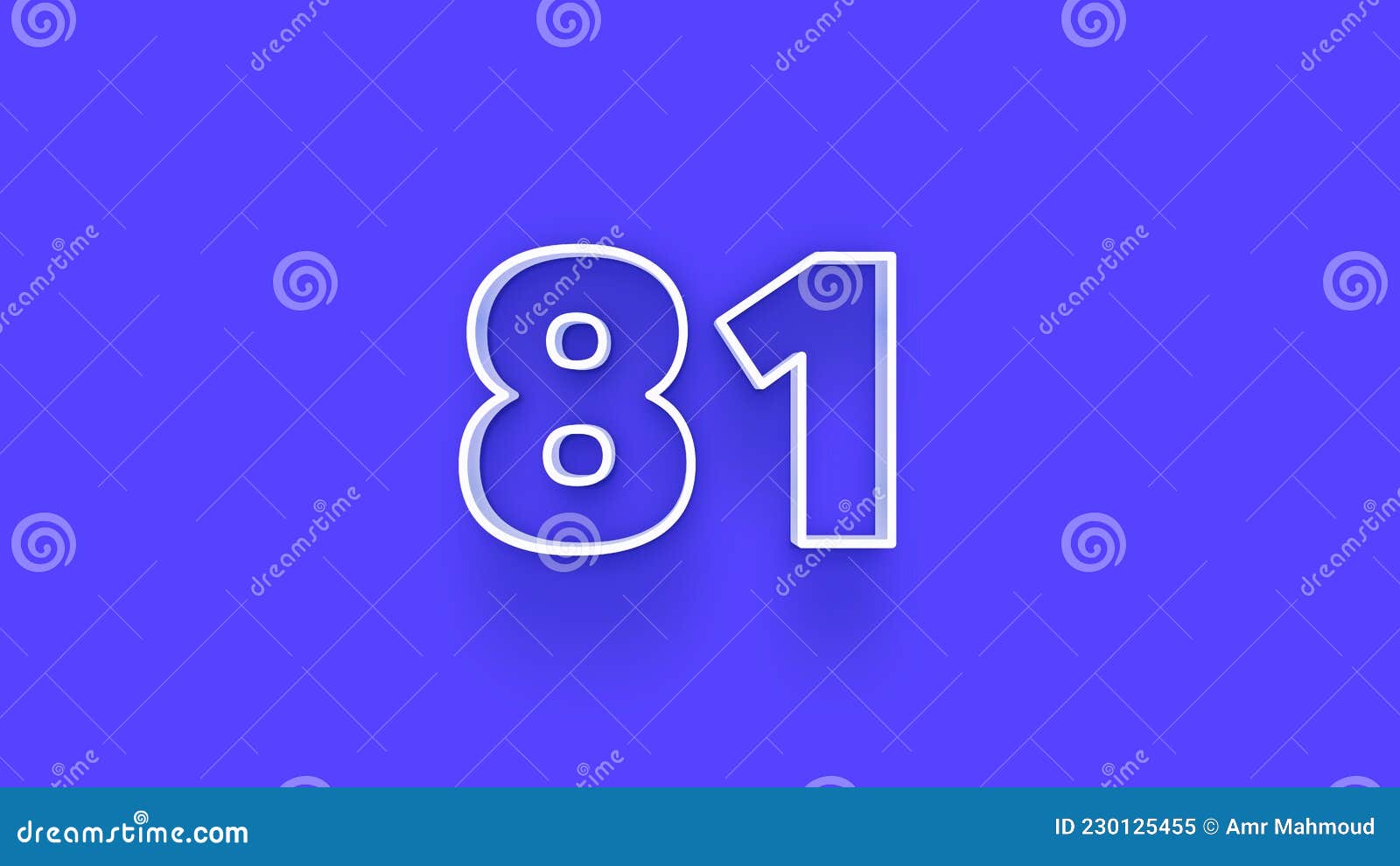 Blue 3d Symbol Of 81 Number Icon On Blue Background Royalty-Free Stock ...