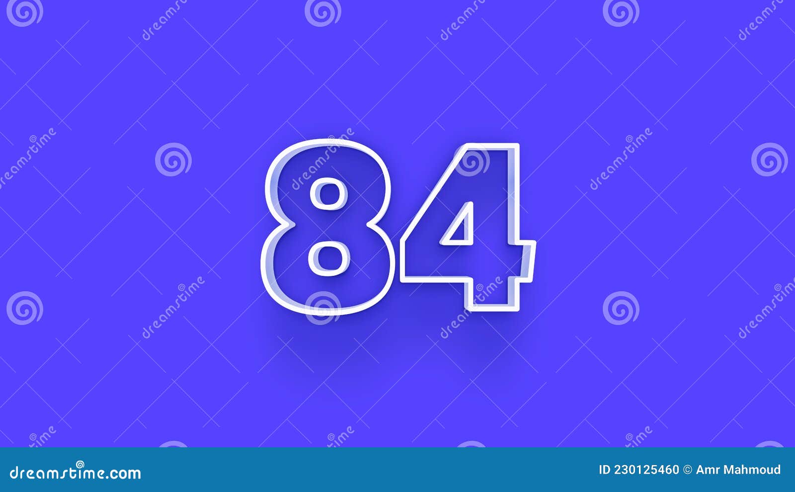 Blue 3d Symbol of 84 Number Icon on Blue Background Stock Illustration ...
