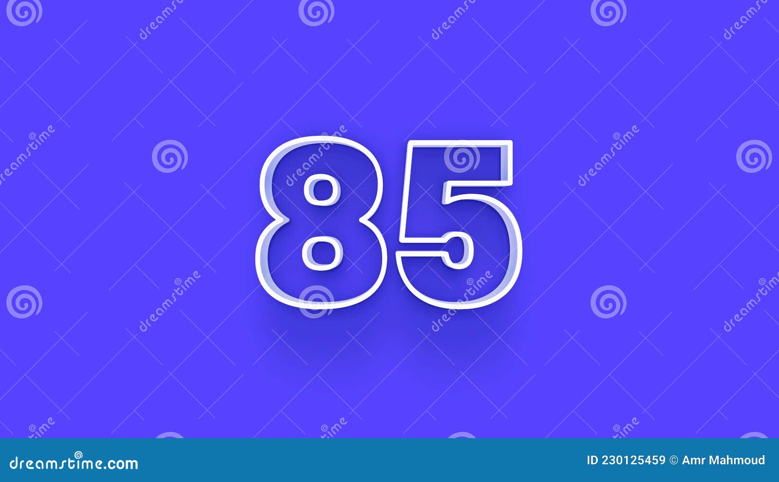 Blue 3d Symbol of 85 Number Icon on Blue Background Stock Illustration ...