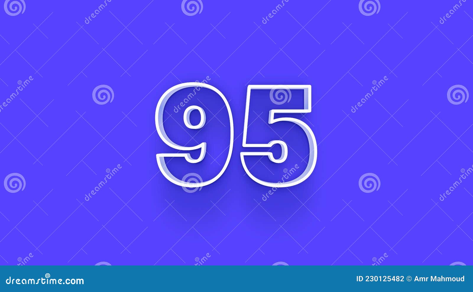 Blue 3d Symbol of 95 Number Icon on Blue Background Stock Illustration ...