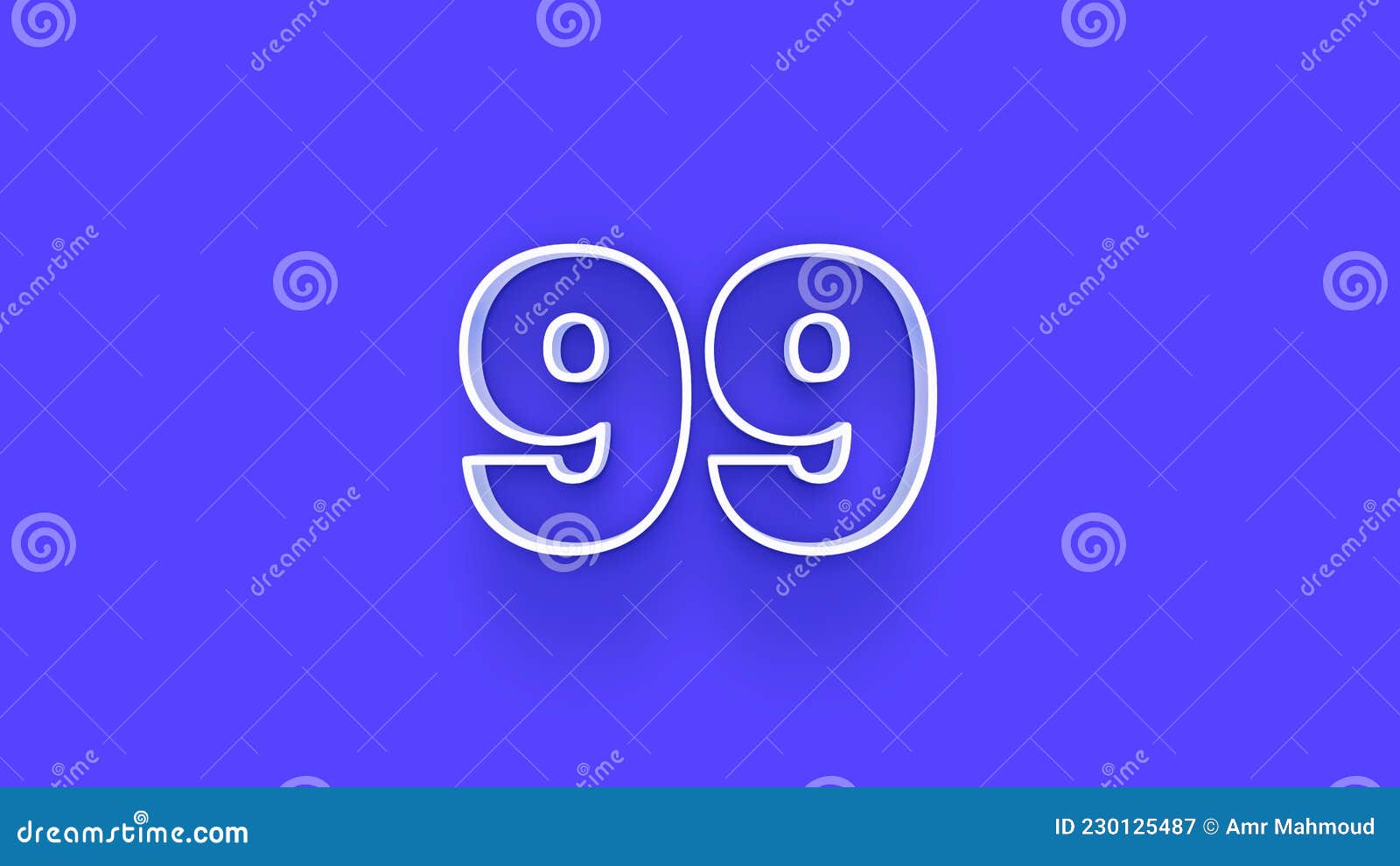 Blue 3d Symbol of 99 Number Icon on Blue Background Stock Illustration ...