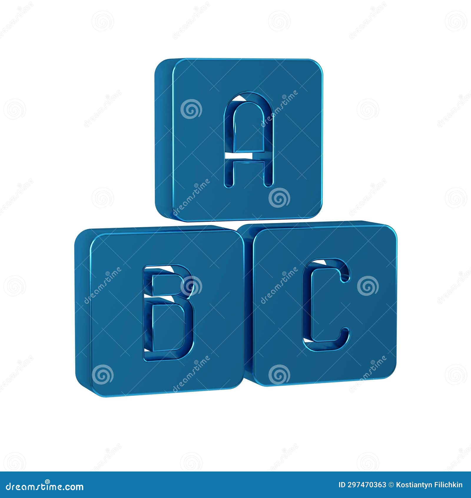 Blue ABC Blocks Icon Isolated on Transparent Background. Alphabet Cubes ...