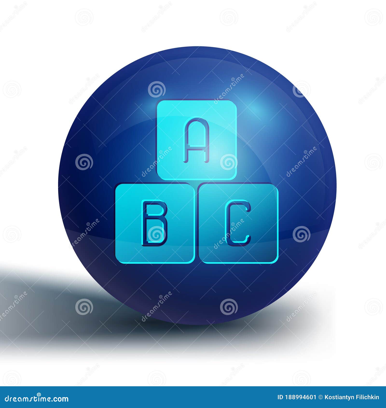 Blue ABC Blocks Icon Isolated on White Background. Alphabet Cubes with ...