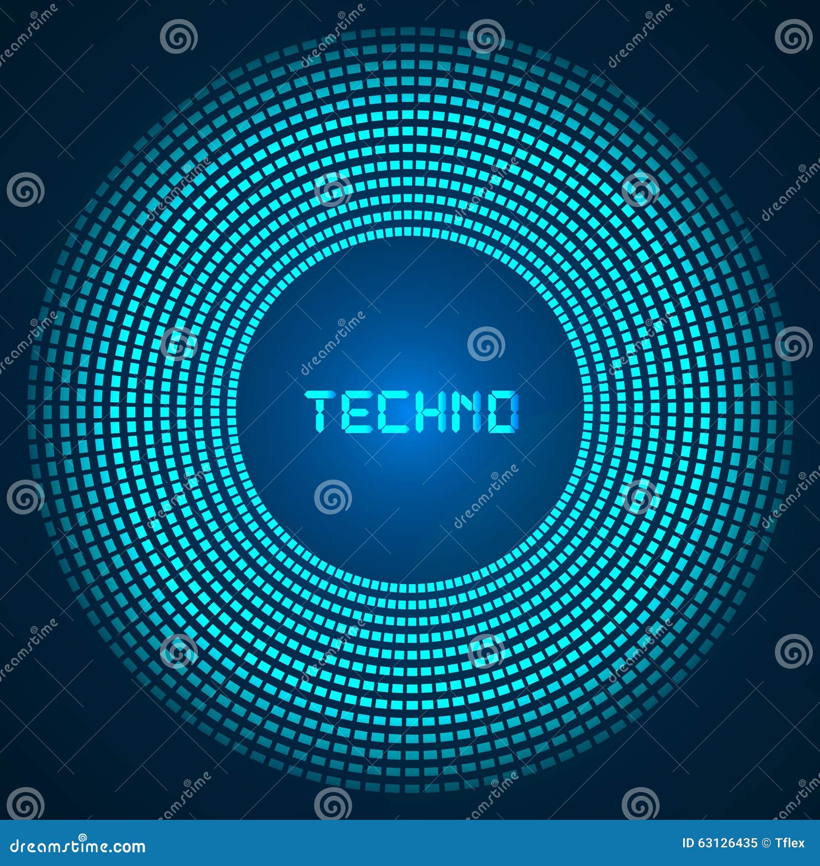 Blue Abstract Background - Circles of Glowing Pixels, Concentric ...