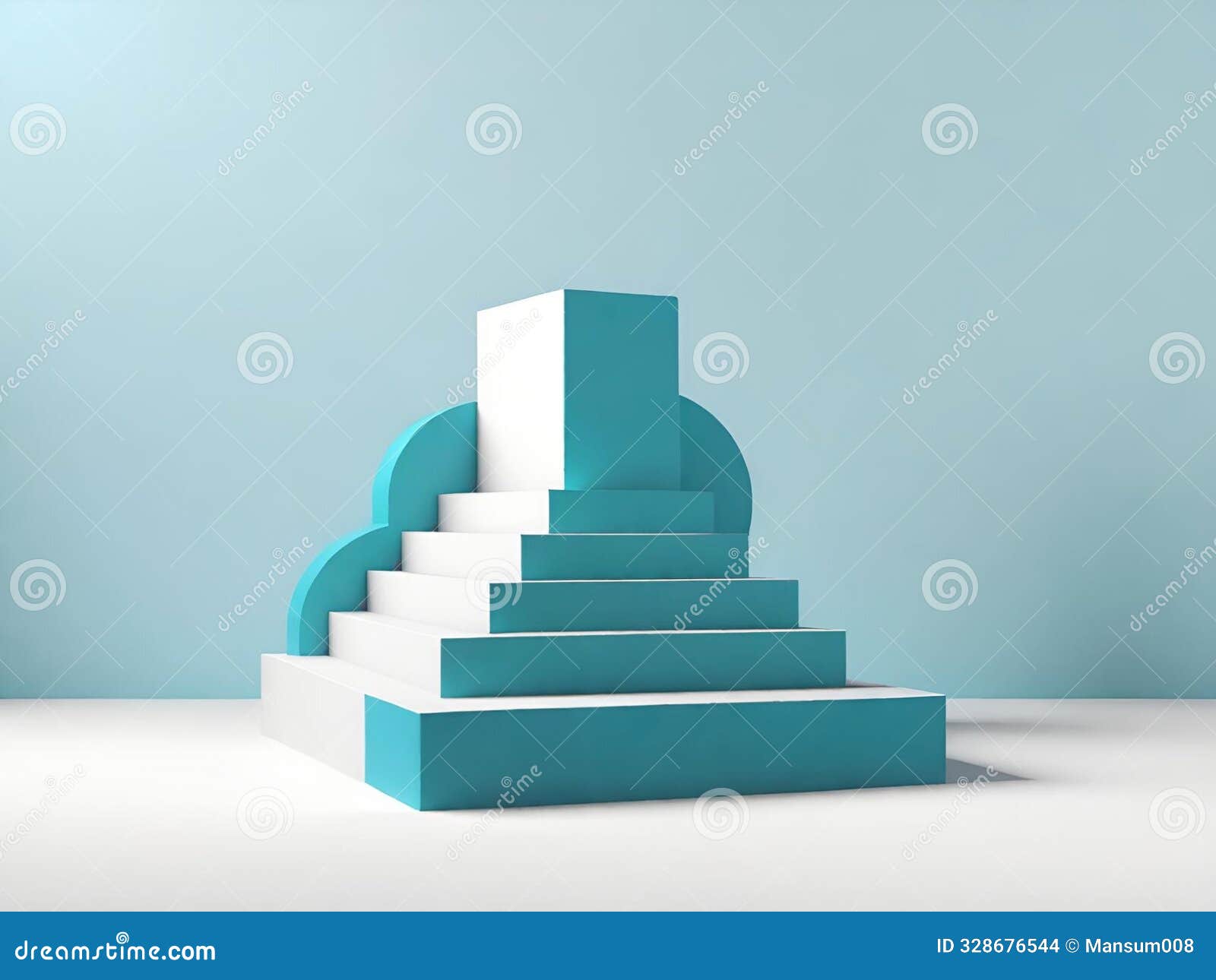 Blue Abstract Background. Abstract Geometric Scene with White Wall ...