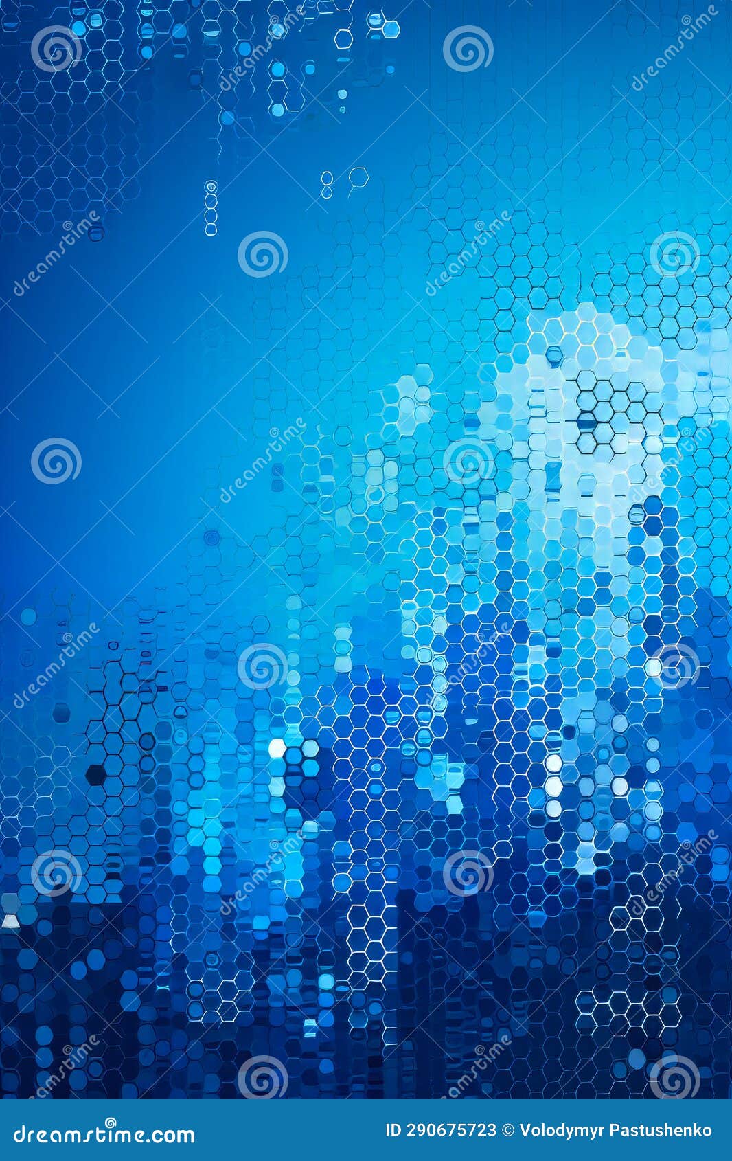 Blue Abstract Background with Hexagonal Shapes and Bubbles. Generative ...
