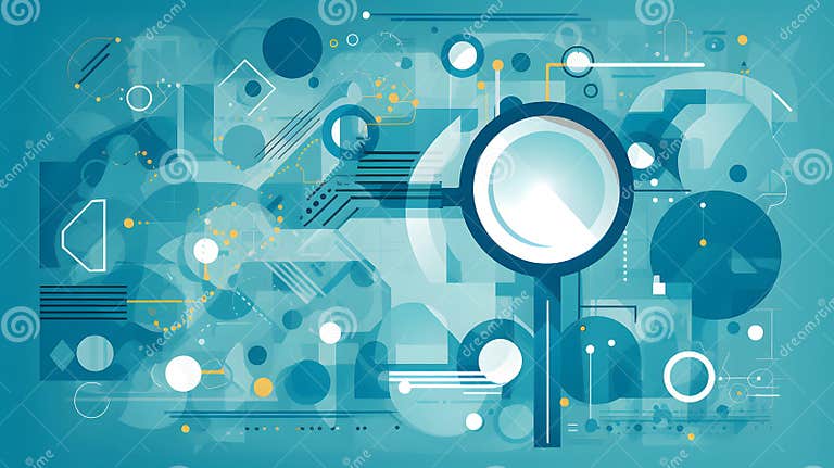 Blue Abstract Background with Magnifying Glass in the Foreground ...