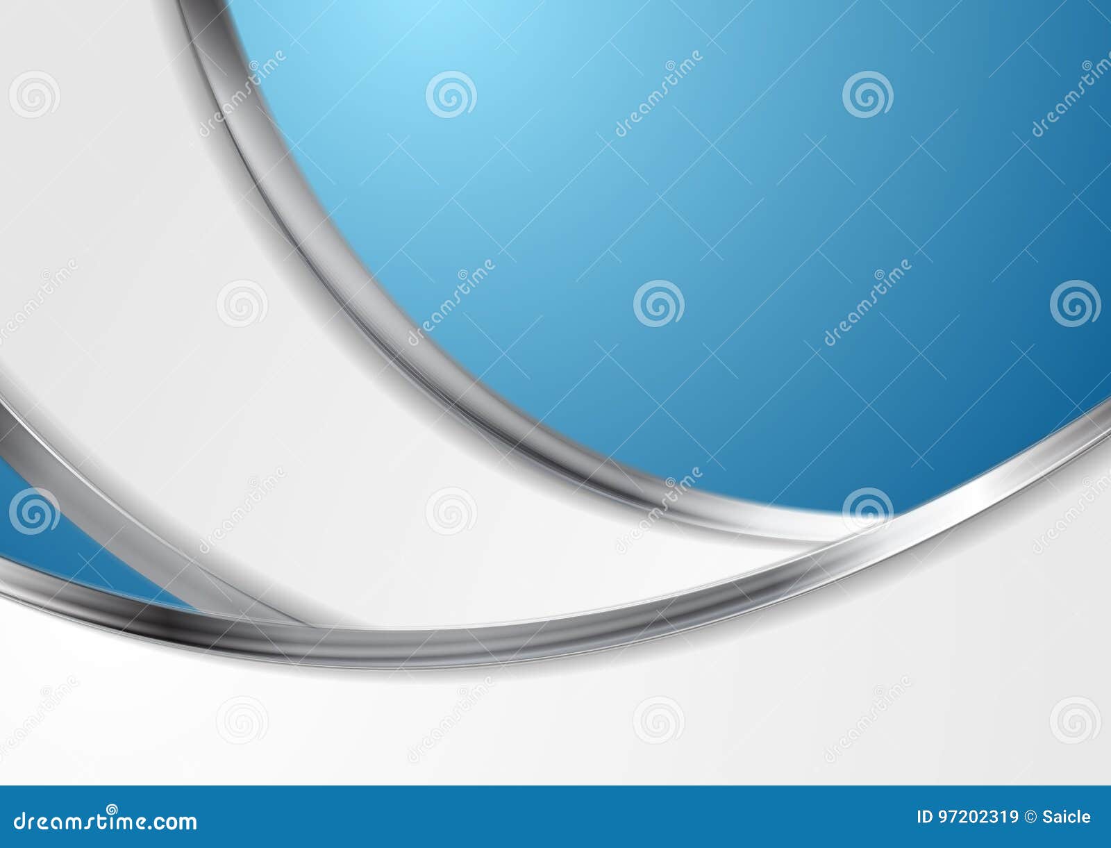 Blue Abstract Background with Metallic Silver Waves Stock Vector ...