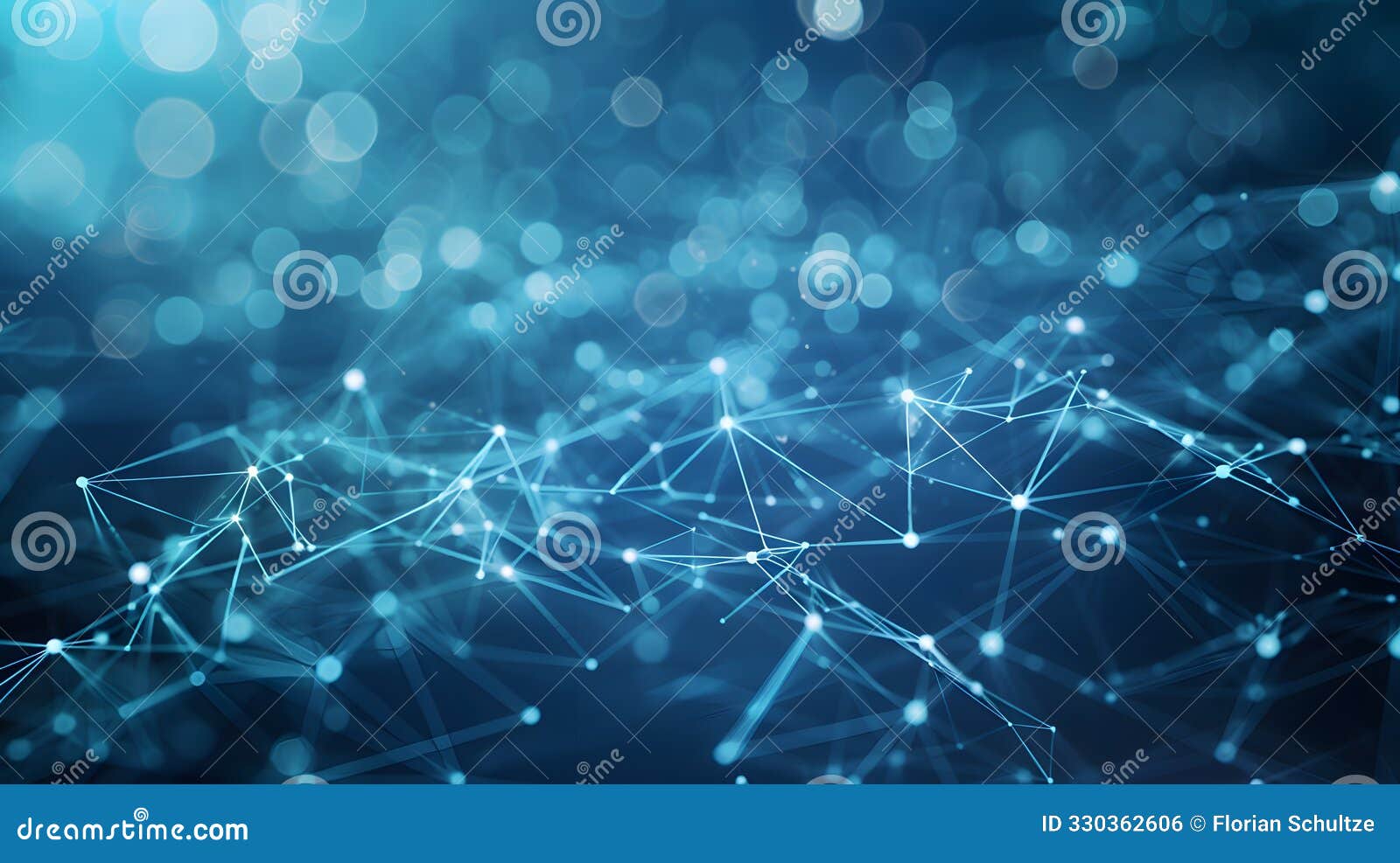 Blue Abstract Background with a Network Grid and Particles Stock ...