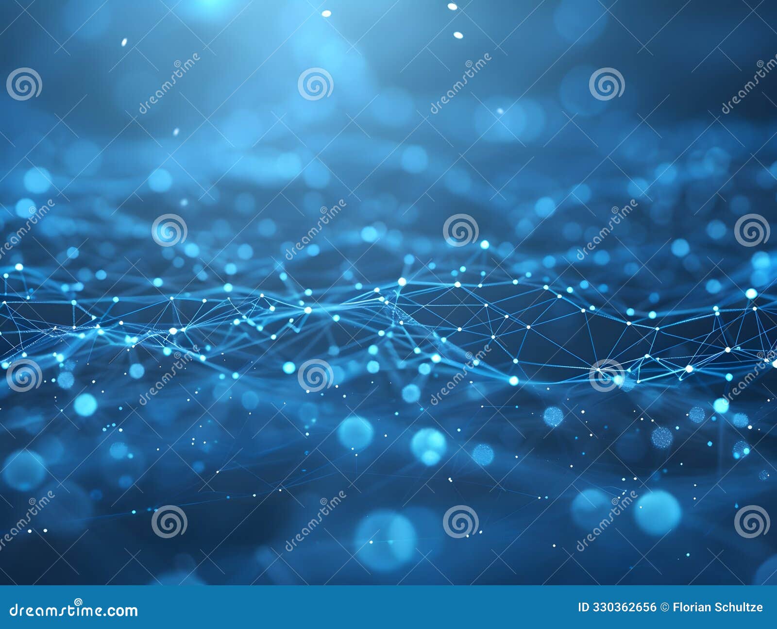 Blue Abstract Background with a Network Grid and Particles Stock ...