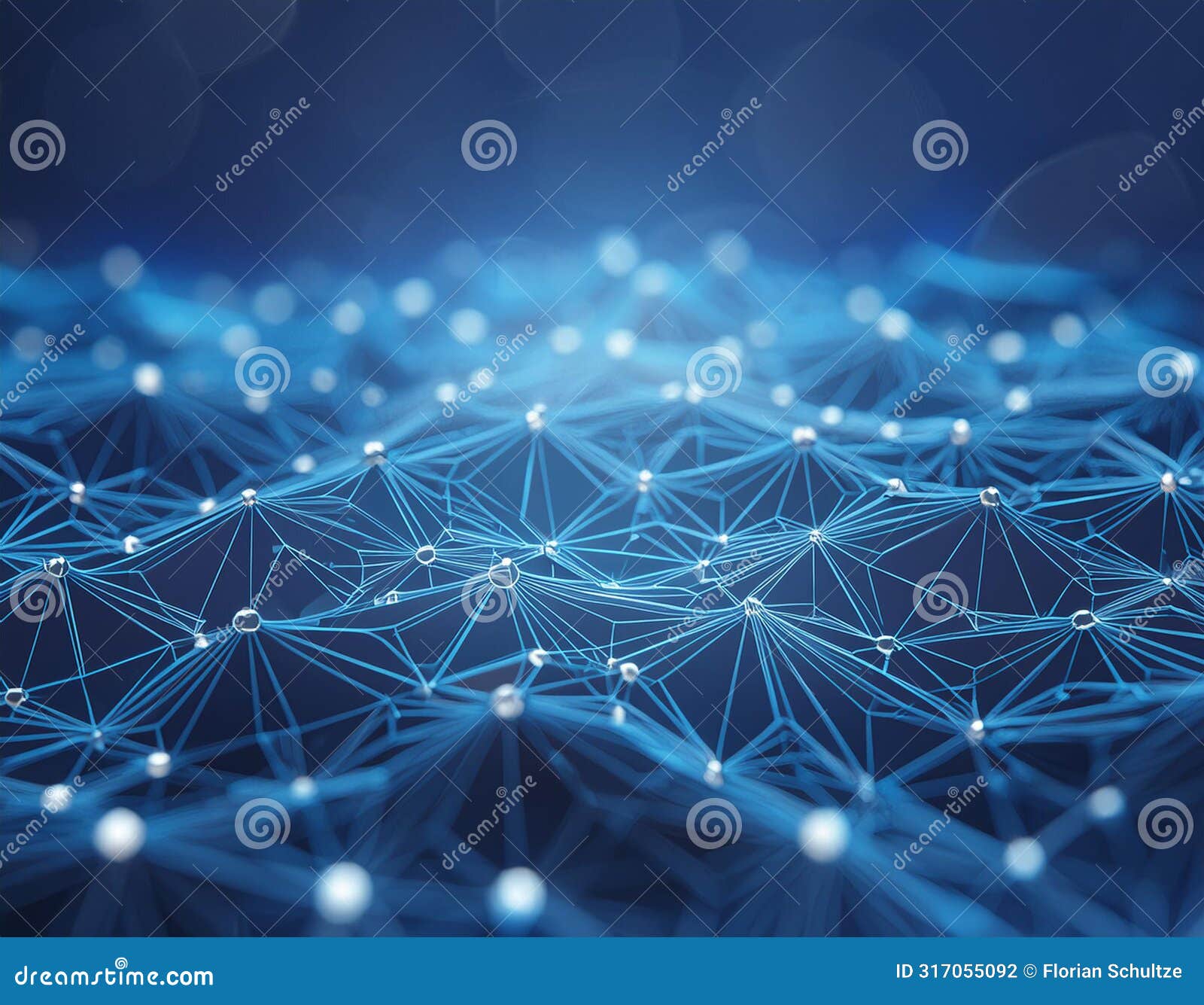 Blue Abstract Background with a Network Grid and Particles Connected ...