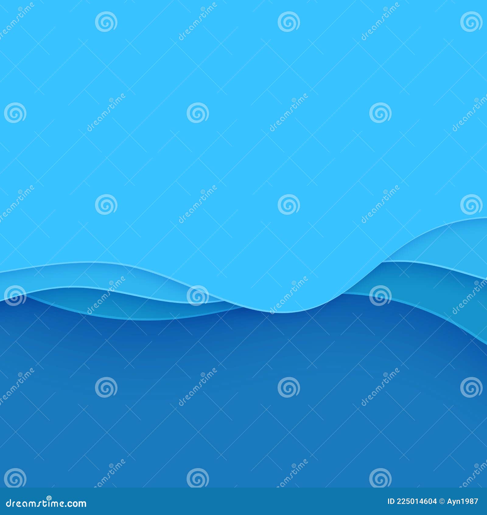 Blue Abstract Background In Paper Cut Style Layers Of Paper Wavy Water