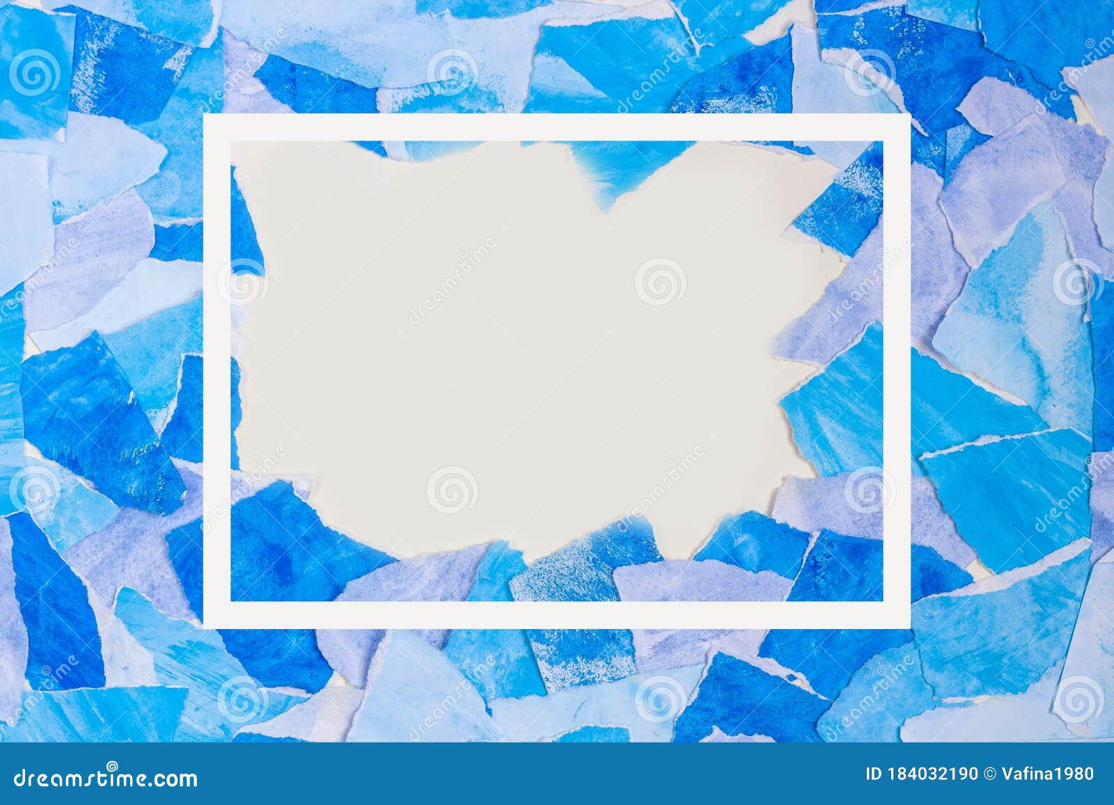Blue Abstract Background from Torn Pieces of Paper. Paper Collage with ...