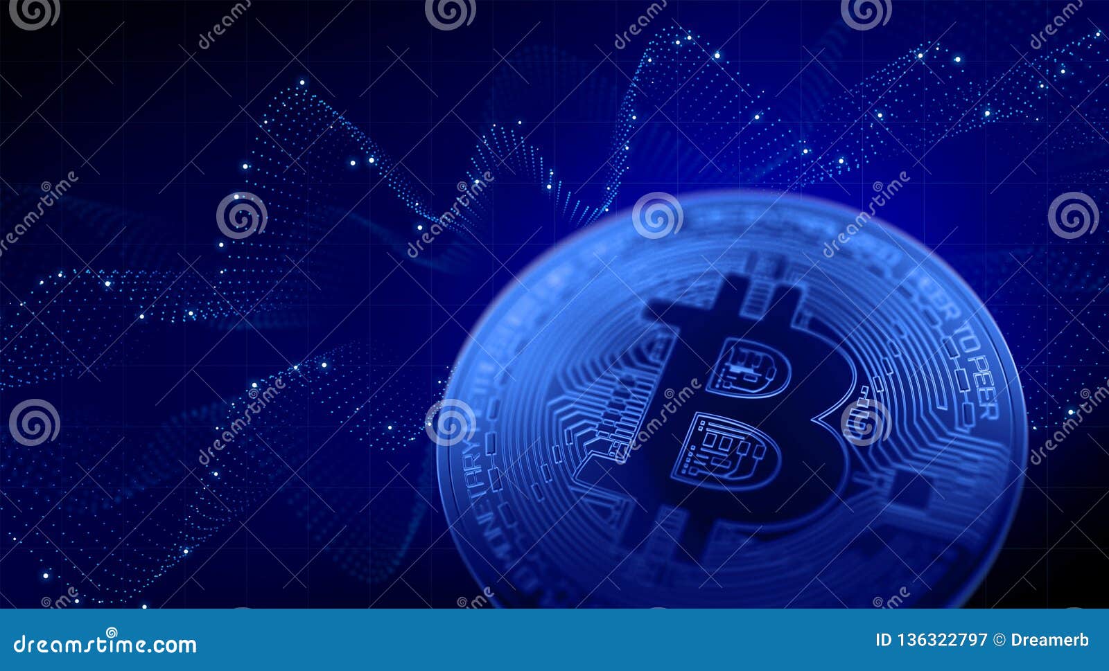 Blue Abstract Bitcoin Chart. 3d Illustration Stock Illustration ...
