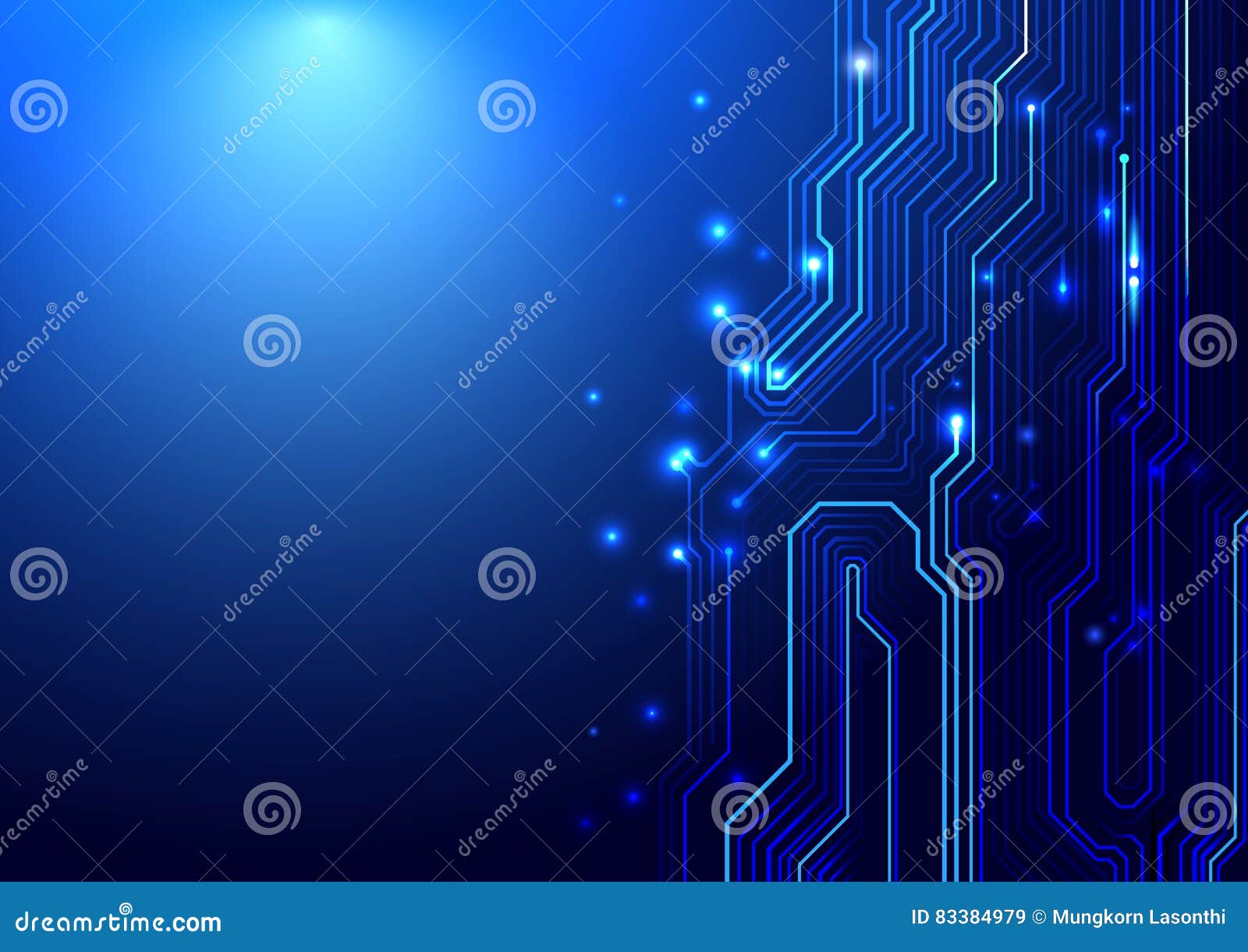 Blue Abstract Circuit Board and Lines Background Stock Vector ...