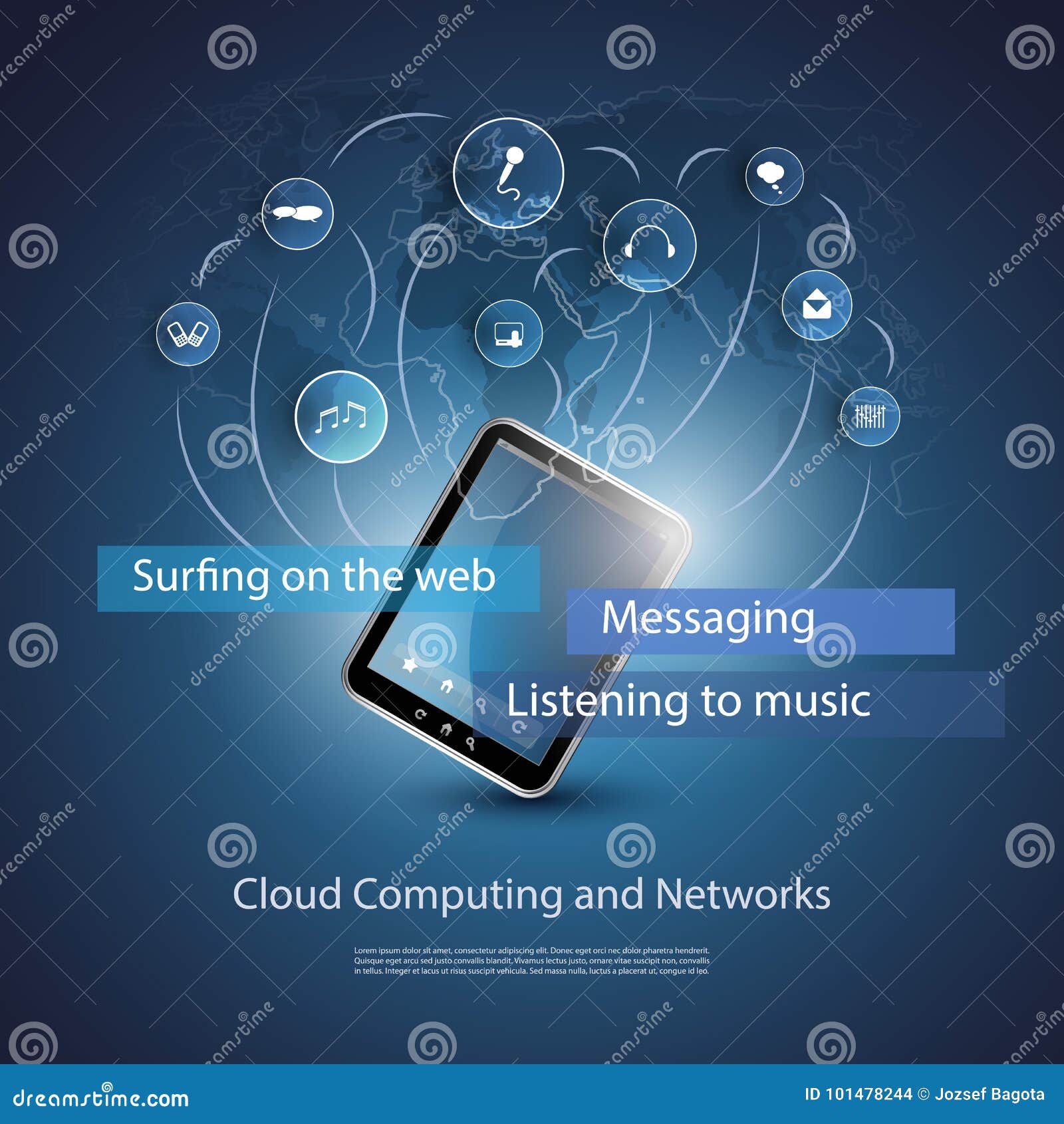 Blue Abstract Cloud Computing Concept Design for Technology with World ...