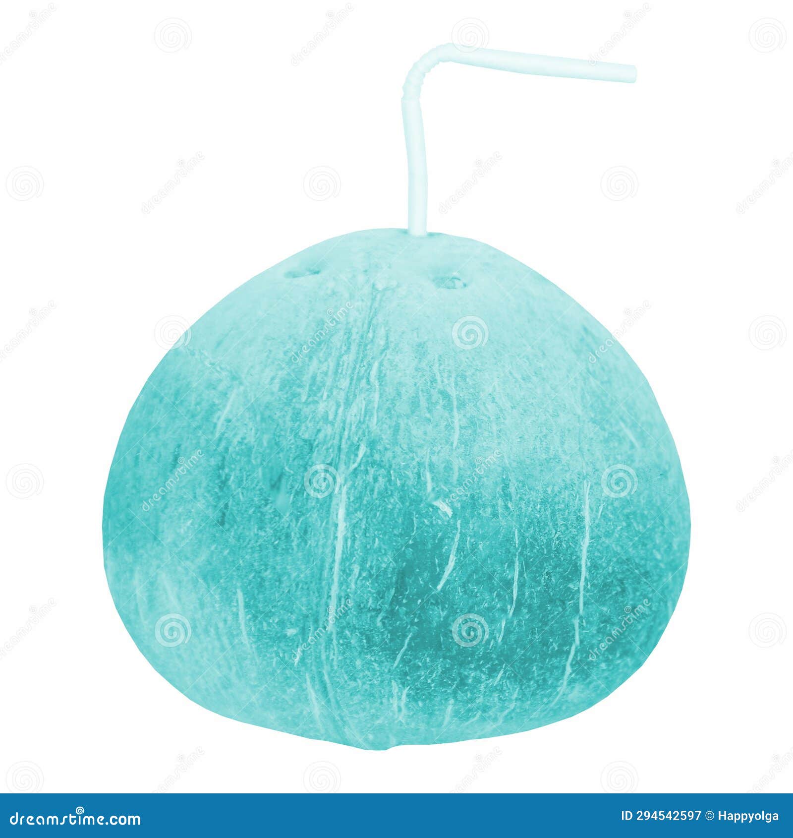 Blue Abstract Coconut Frut with a Straw, Drinking Coco Stock ...