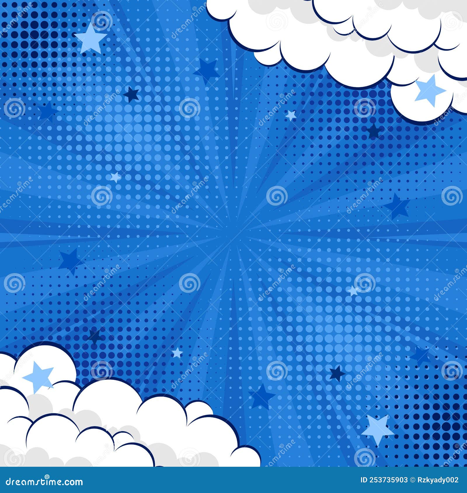 Blue Abstract Comic Background Pop Art Background for Poster or Book in ...