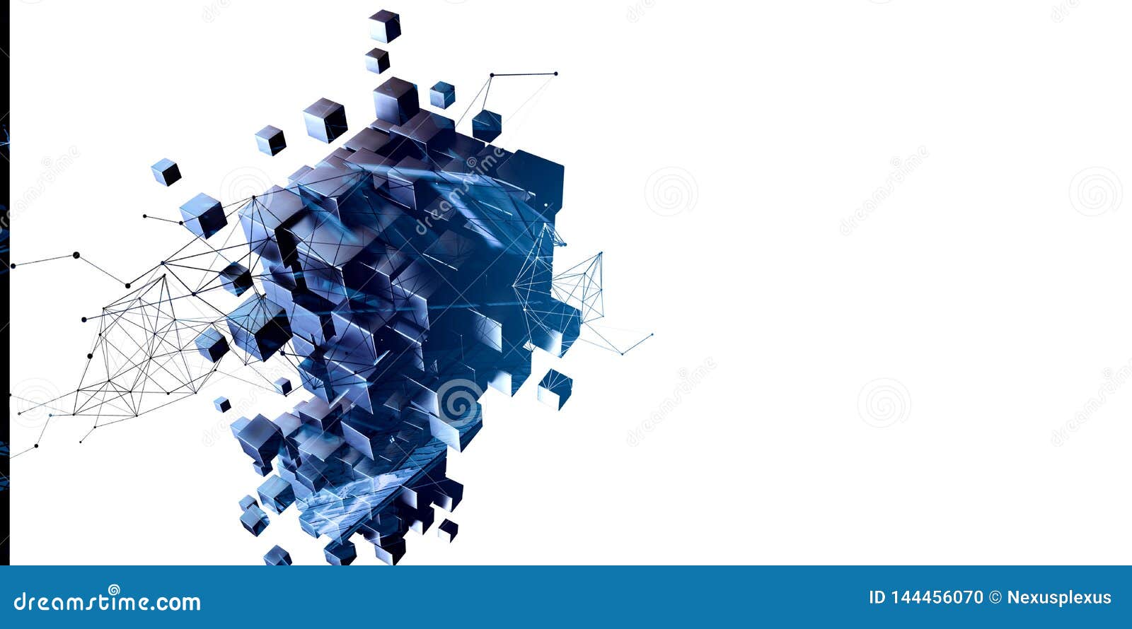 Blue Abstract Cubes and Network Diagram Stock Photo - Image of ...