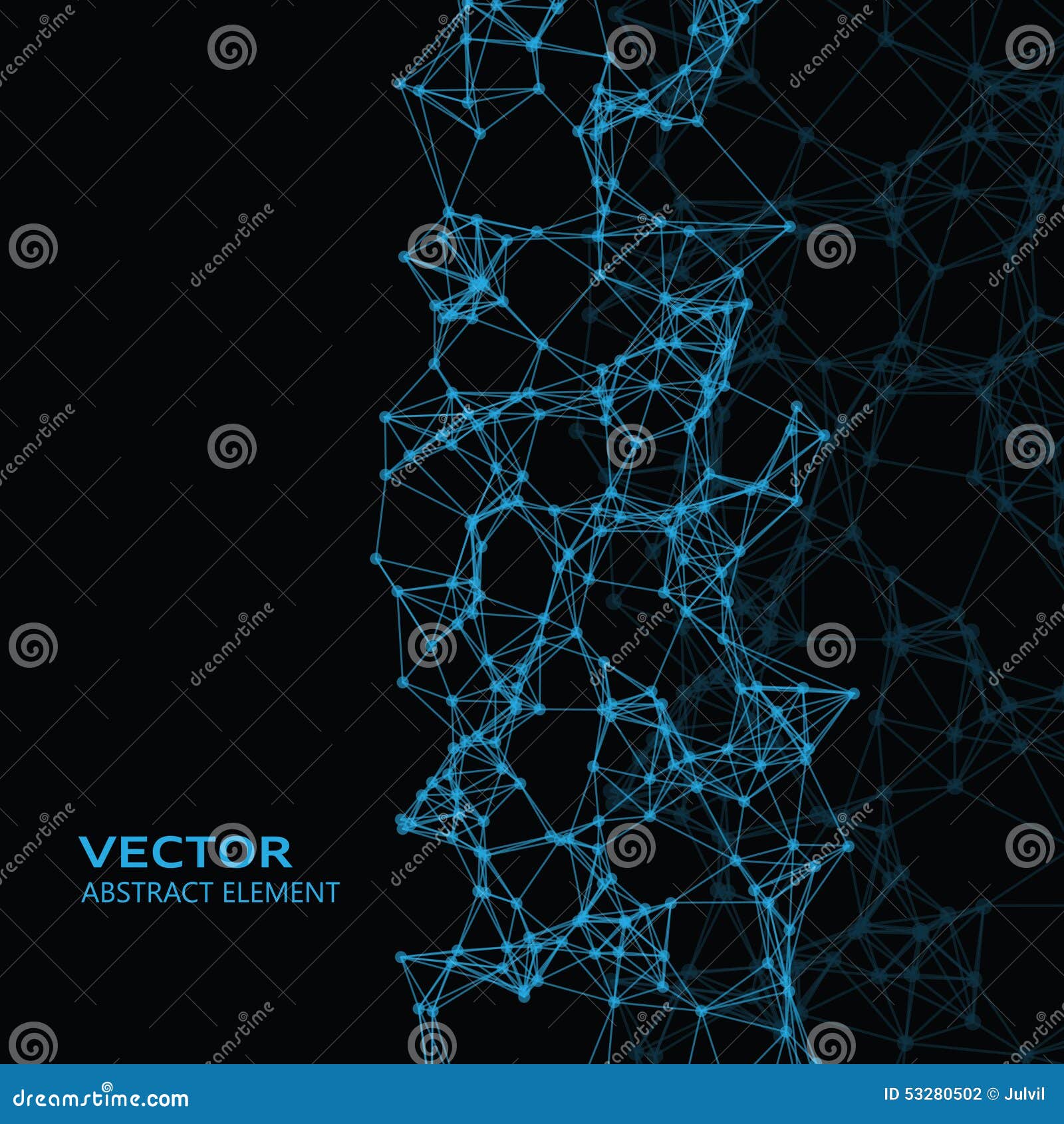Blue Abstract Cybernetic Particles on Black Background Stock Vector ...