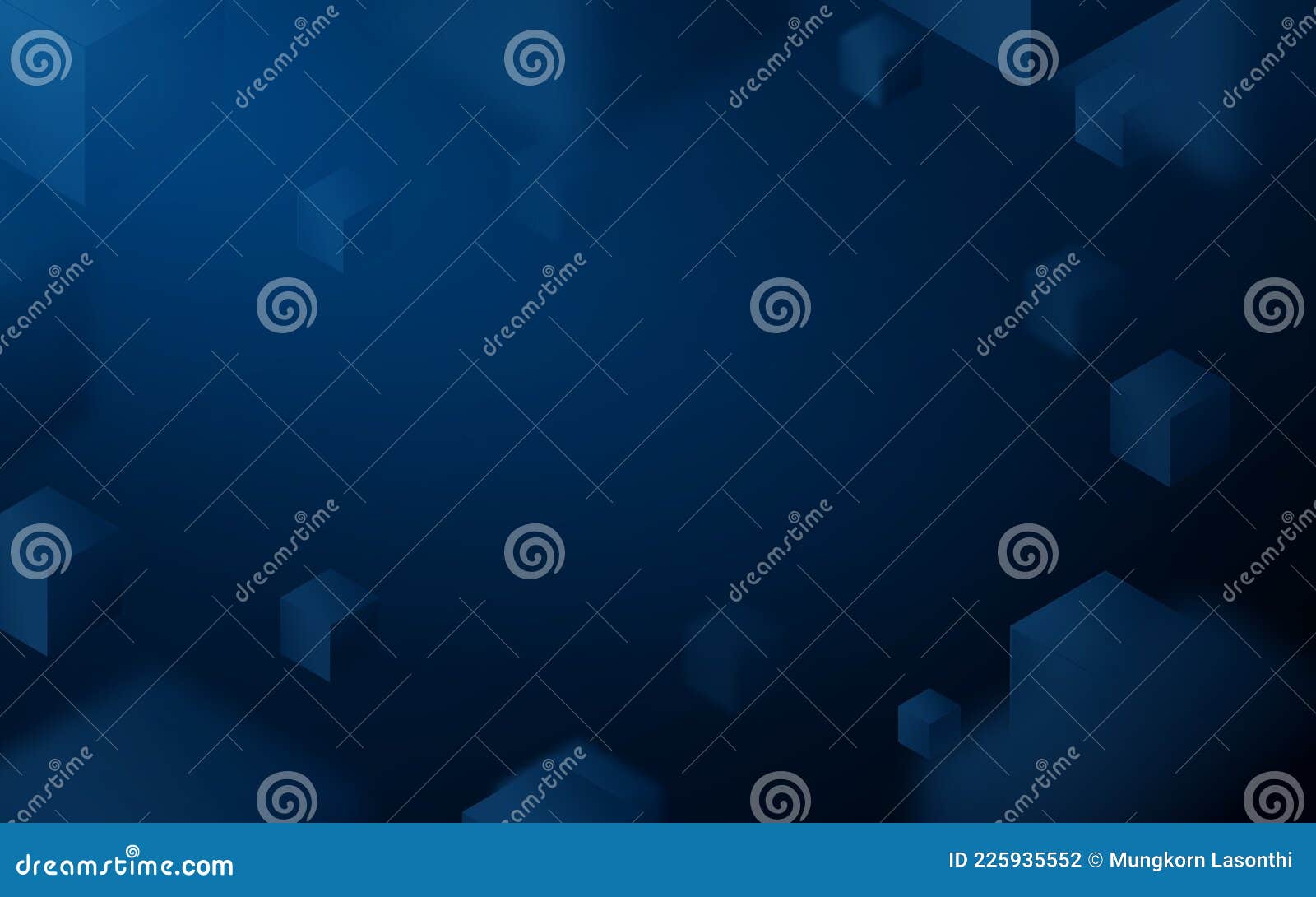 Blue Abstract 3d Geometric Box Floating on Space with Futuristic Hi ...