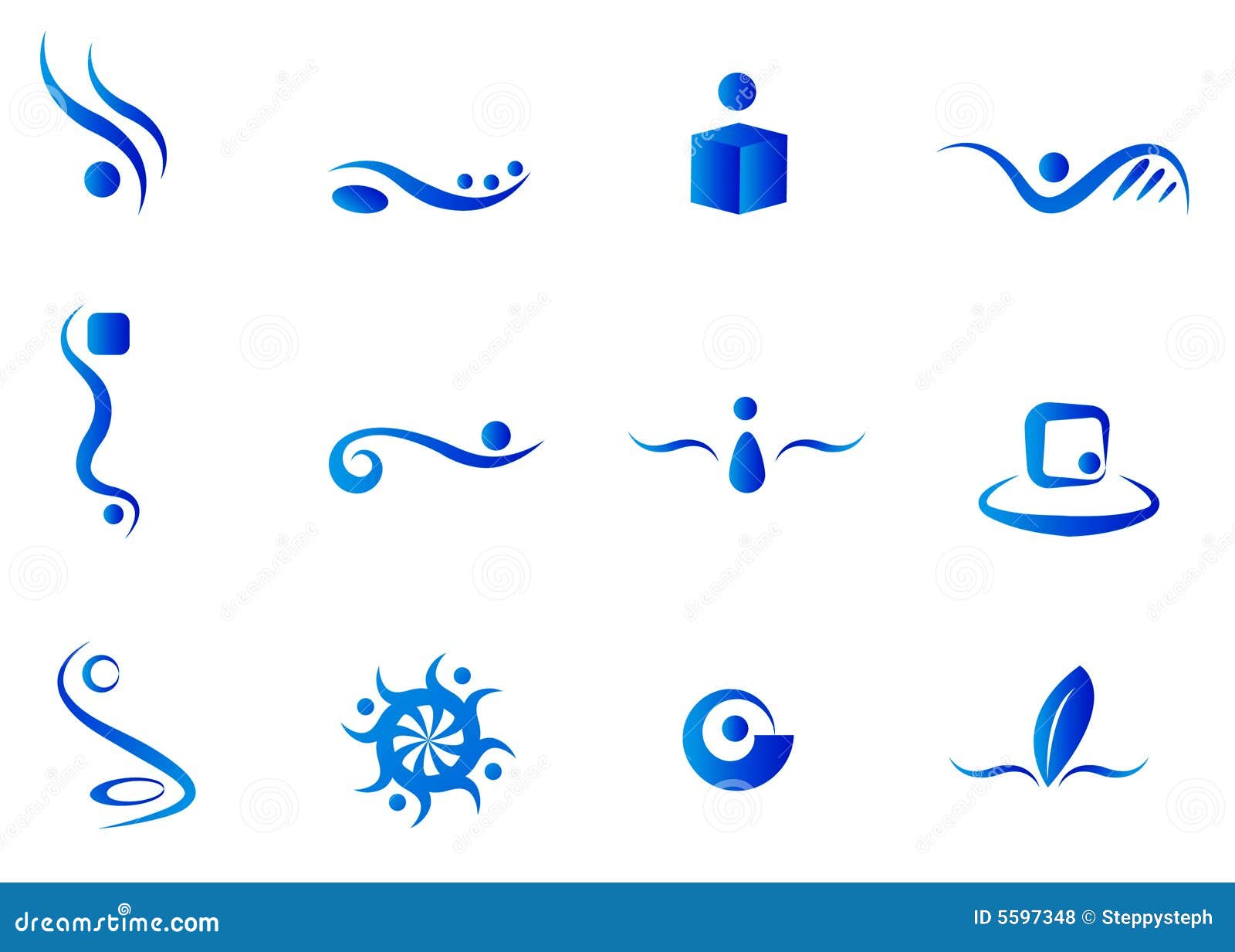 Blue Abstract Elements stock vector. Illustration of leaf - 5597348