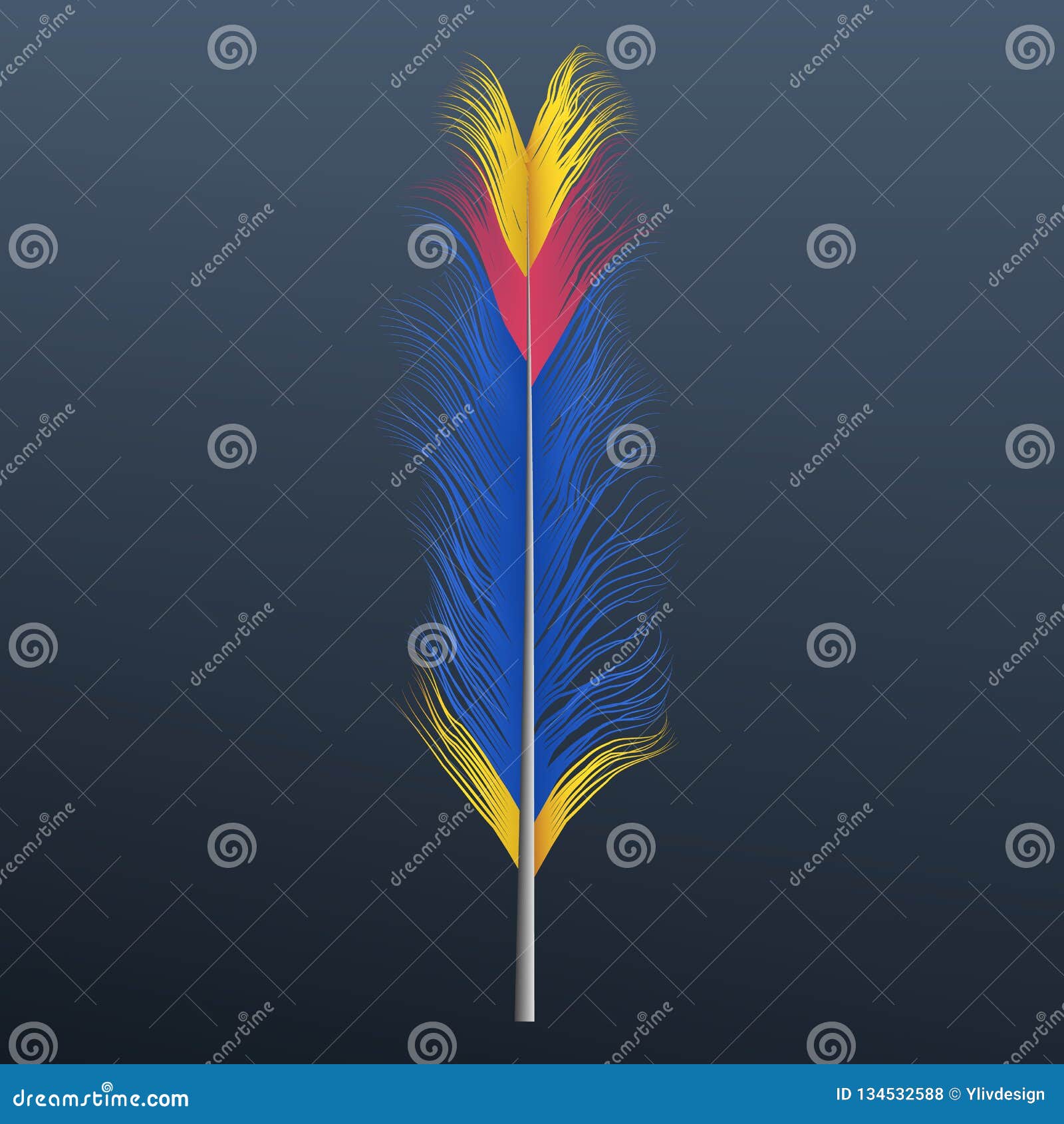 Blue Abstract Feather Icon, Realistic Style Stock Vector - Illustration ...