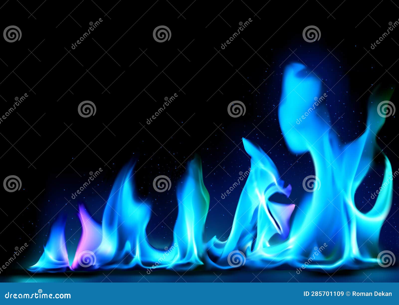 Blue Abstract Flames with Sparks Stock Vector - Illustration of energy ...