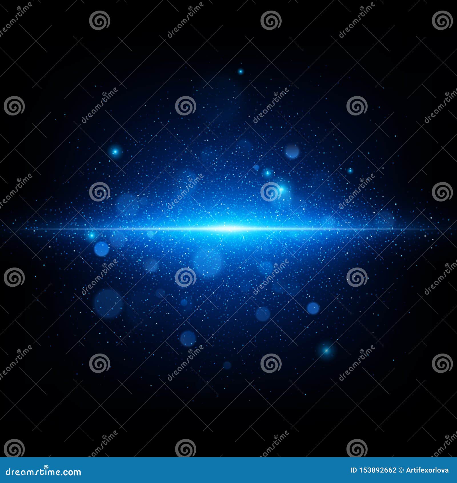 Blue Abstract Flash in Deep Blue Space. Realistic Starry Sky with a ...
