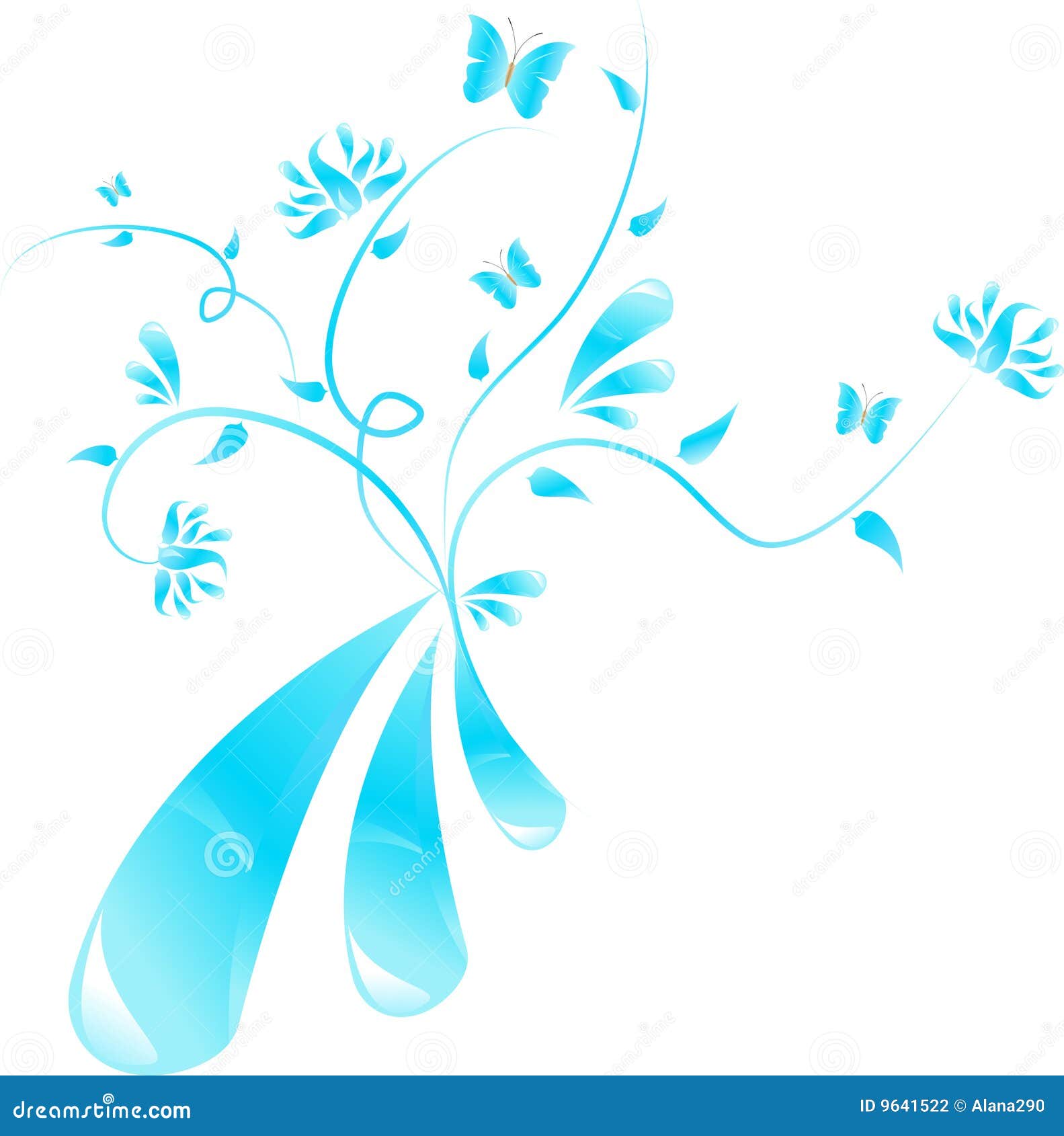 Blue Abstract Floral Design Stock Vector - Illustration of leaf, modern ...