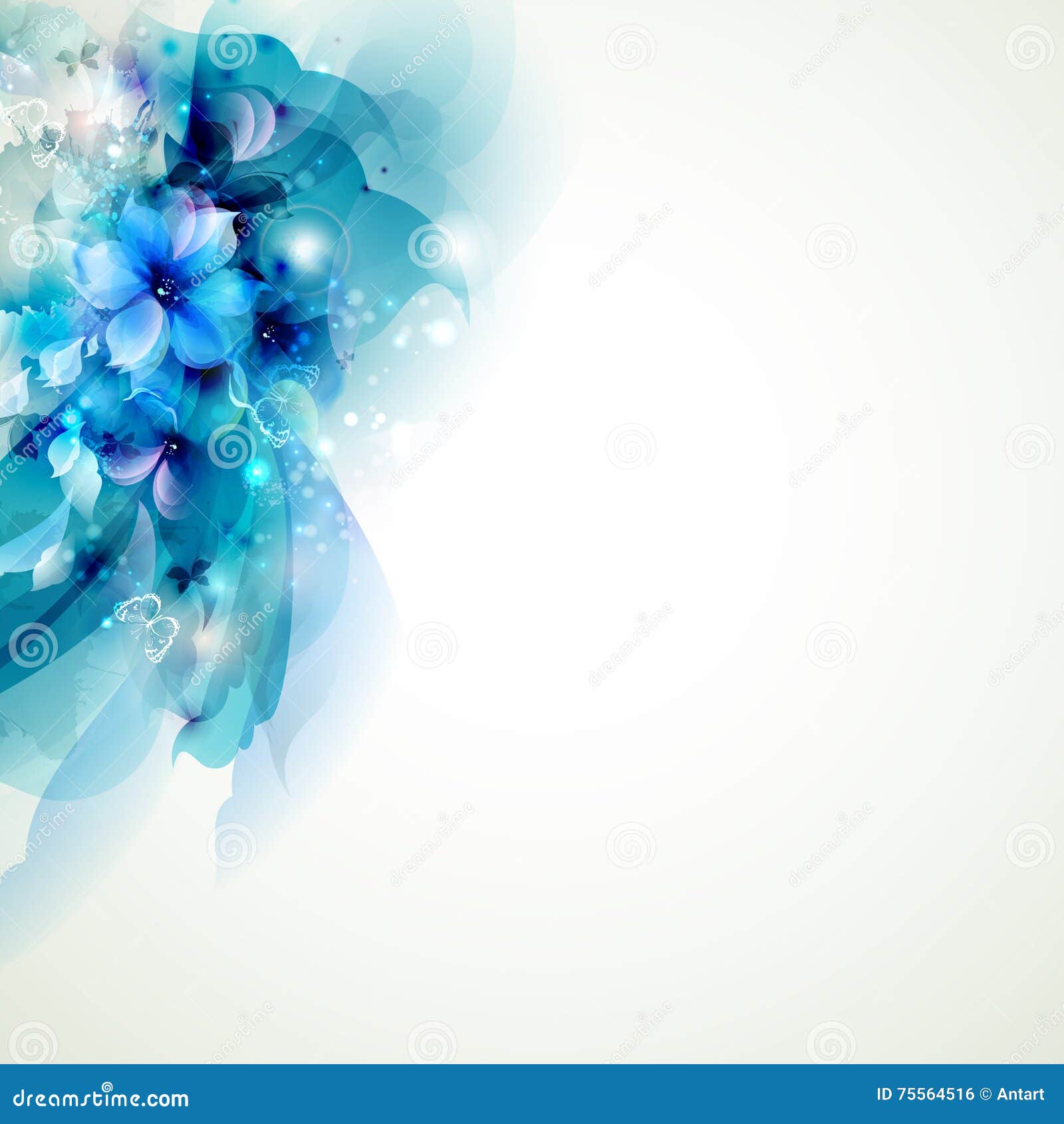 Blue abstract flowers stock vector. Illustration of creative - 75564516