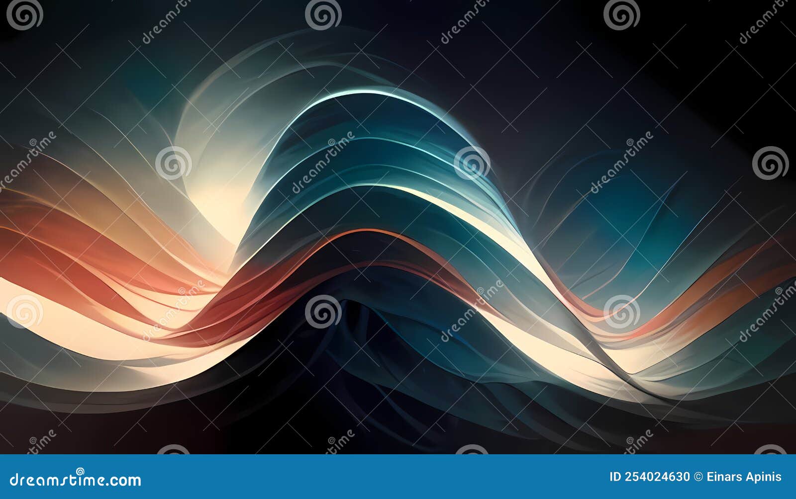 Blue Abstract Flowing Bands Wireframe Structure Virtua Stock ...