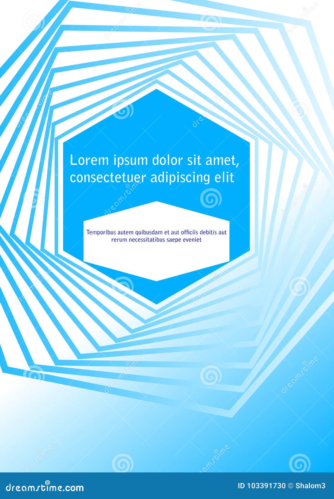 Blue Abstract Flyer Template. Poster with Hexagonal Line Patterns on ...