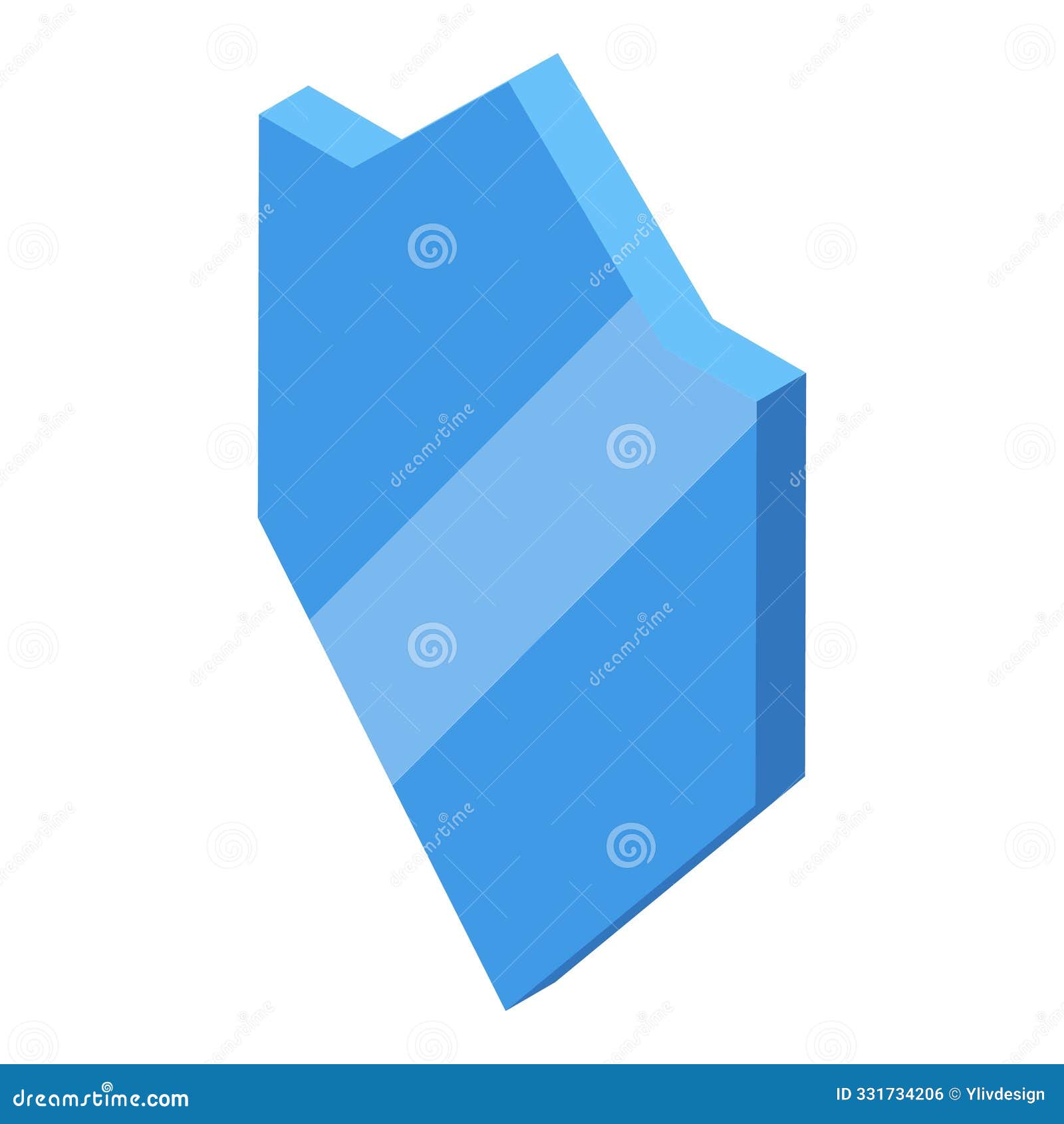 Blue Abstract Geometric Shape Tilting Forward on White Background Stock ...