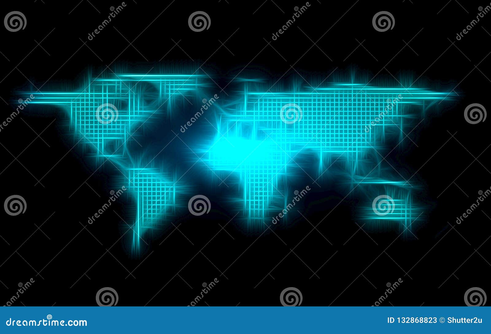 Blue Abstract Global Dot Map Background. Radial Gradient Stock ...