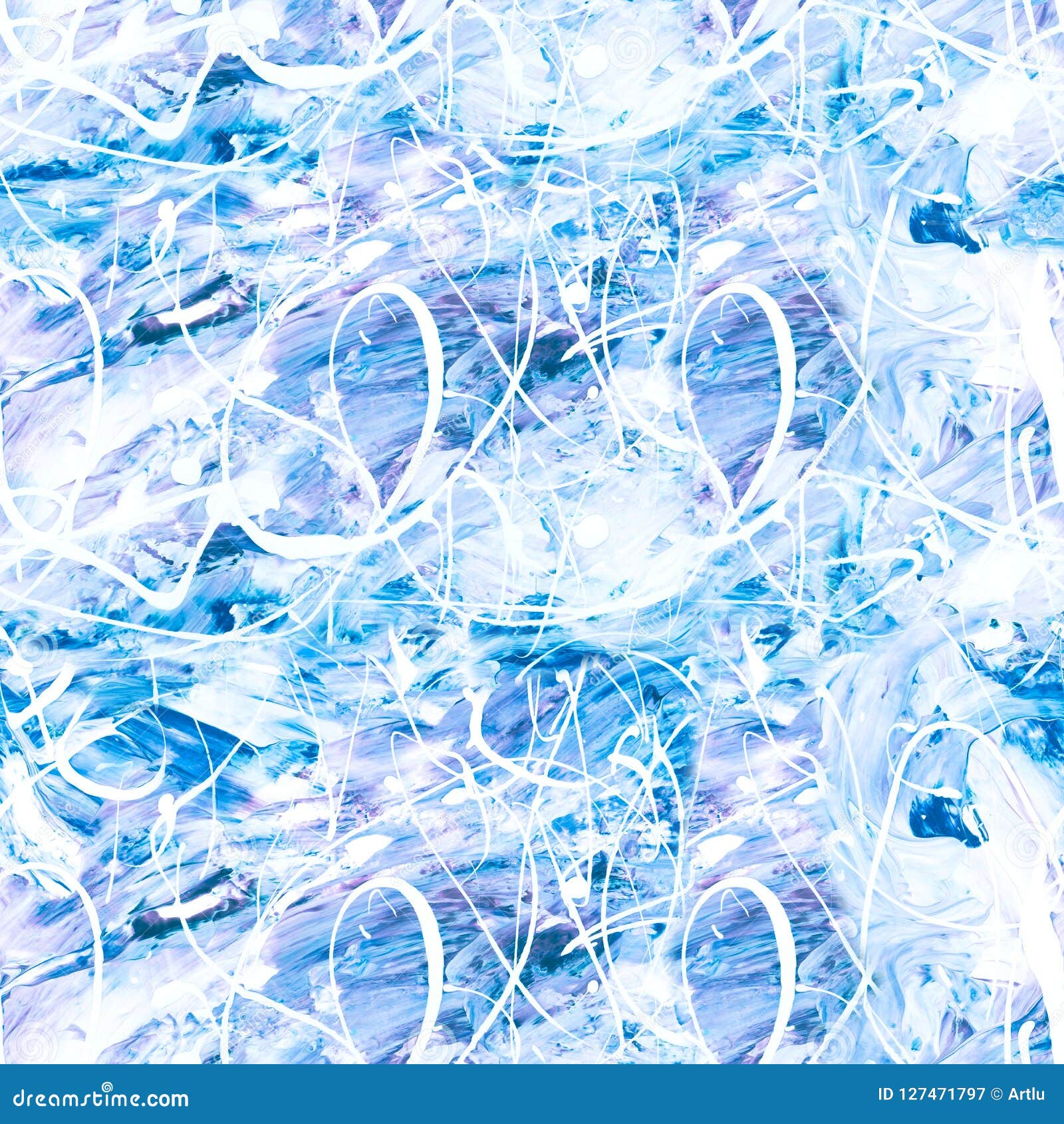 Blue Abstract Hand Painted Seamless Pattern. Stock Illustration ...