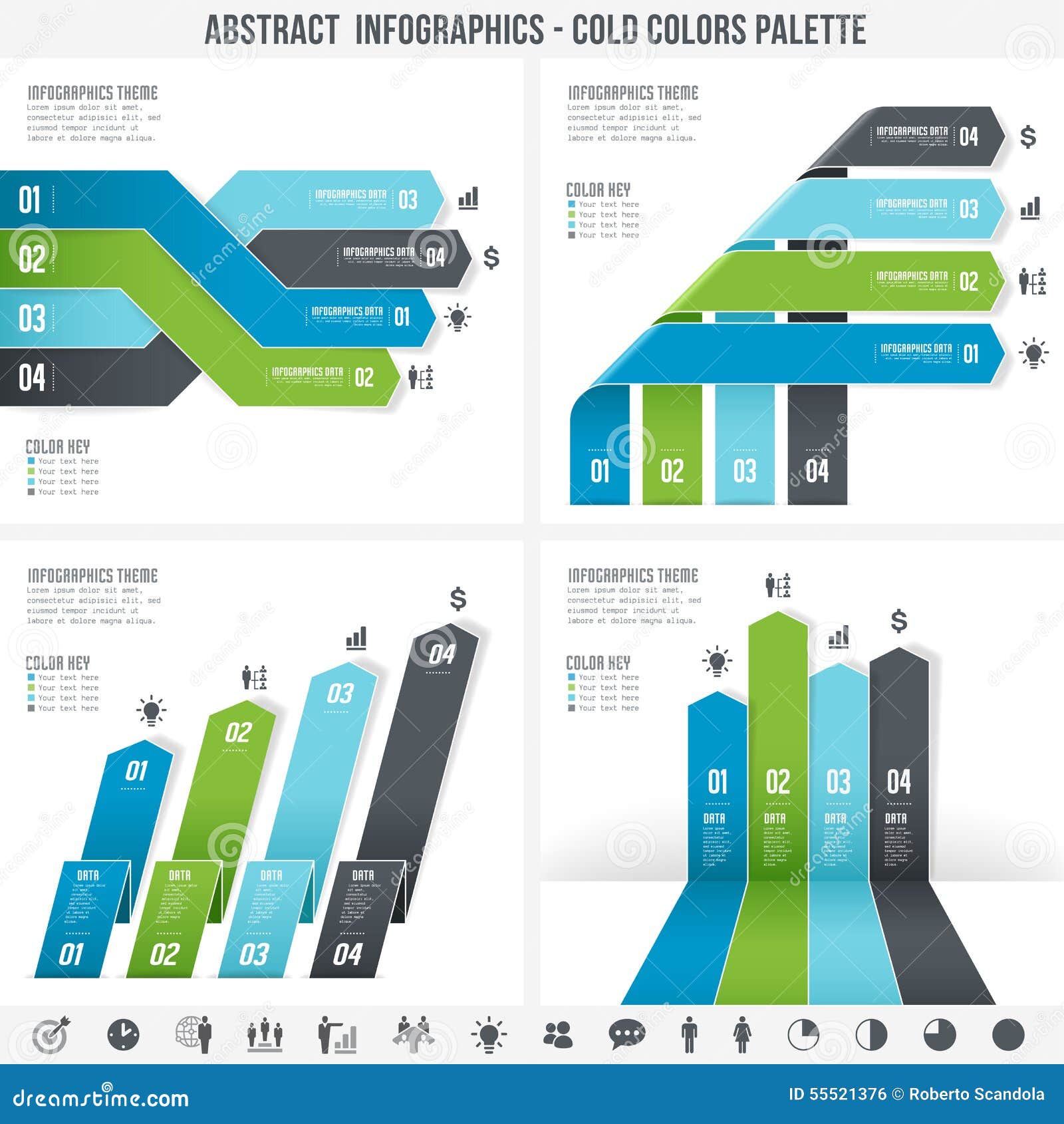 Blue Abstract Infographics Set 3 Stock Vector - Illustration of color ...