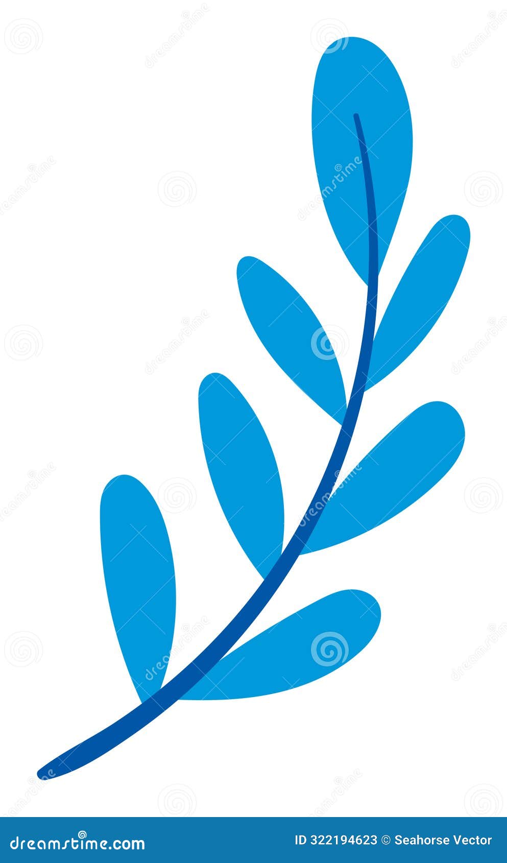 Blue Abstract Leaf Pattern. Smooth Curved Lines, Multiple Shades Stock ...