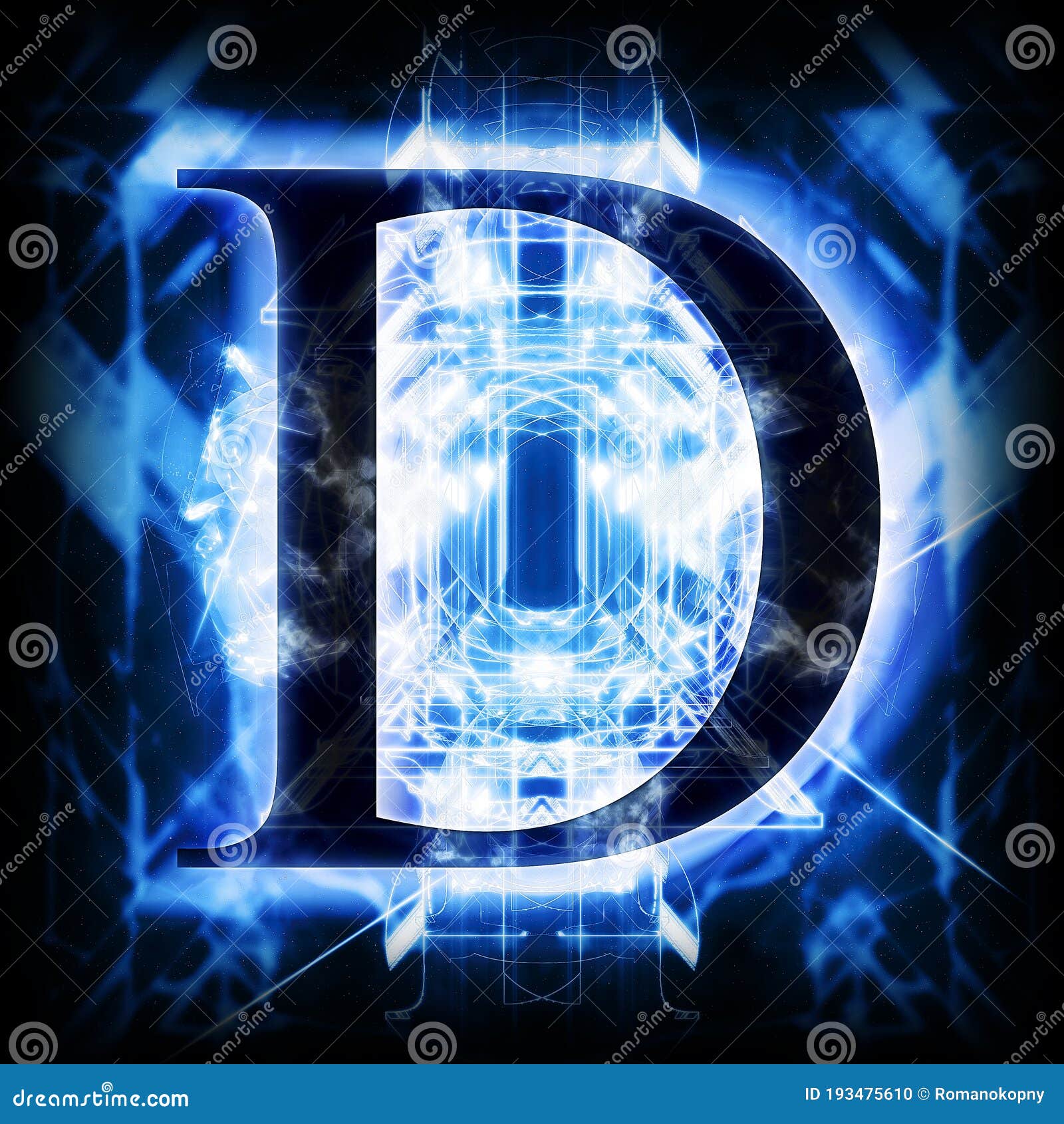 Blue Abstract Letter D stock illustration. Illustration of text - 193475610