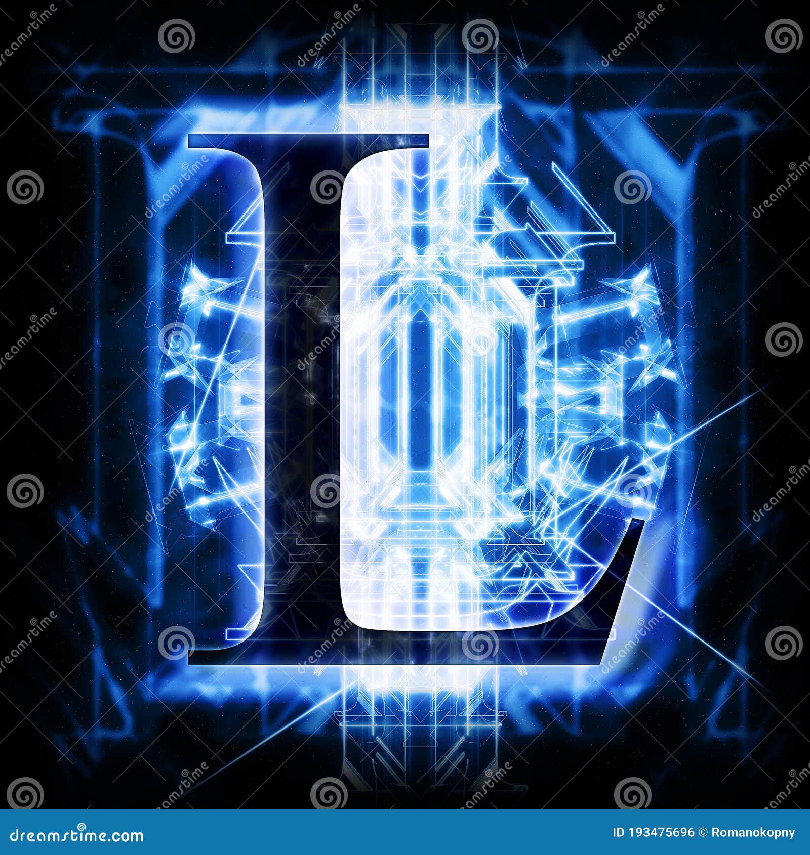 Blue Abstract Letter L stock illustration. Illustration of neon - 193475696