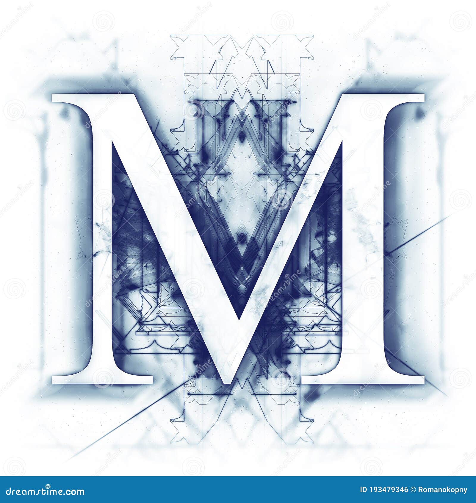 Blue Abstract Letter M stock illustration. Illustration of prism ...