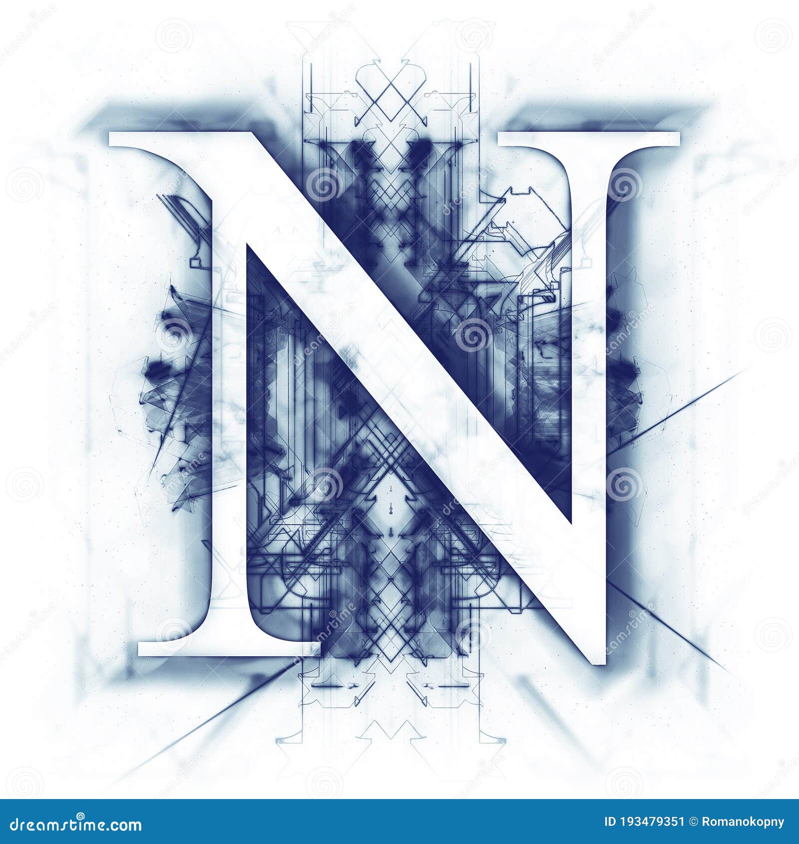 Blue Abstract Letter N stock illustration. Illustration of white ...