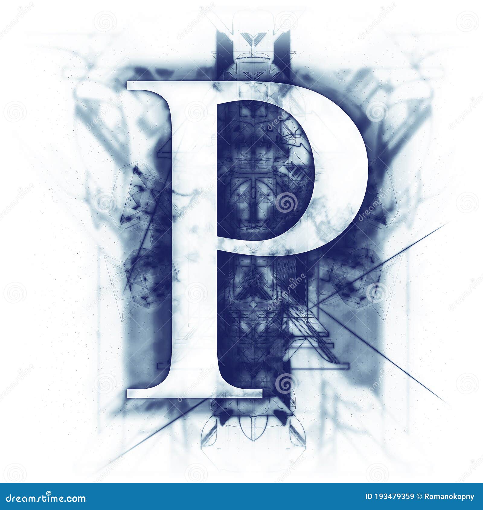 Blue Abstract Letter P stock illustration. Illustration of blueprint ...