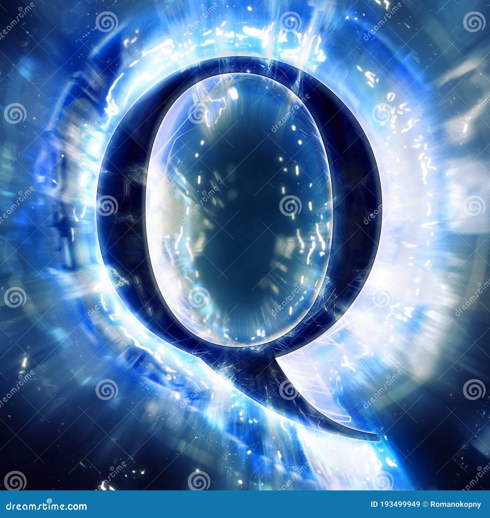 Blue Abstract Letter Q stock illustration. Illustration of electric ...