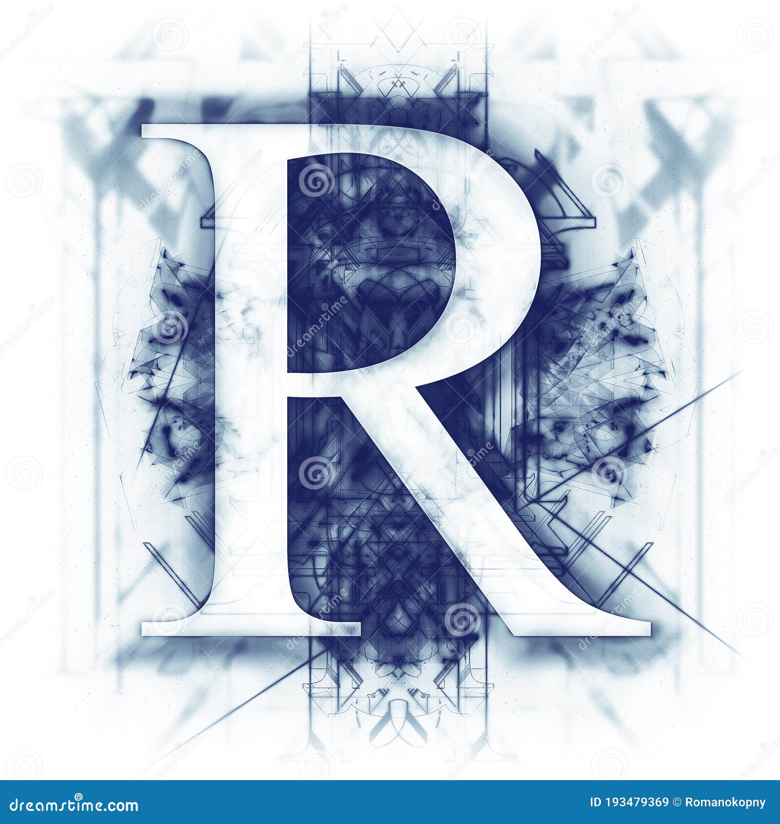 Blue Abstract Letter R stock illustration. Illustration of white ...
