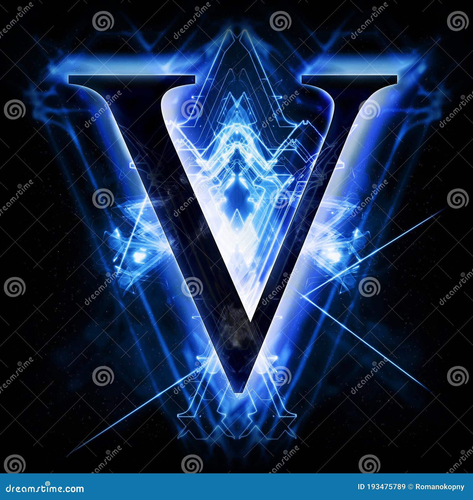 Blue Abstract Letter V stock illustration. Illustration of prism ...