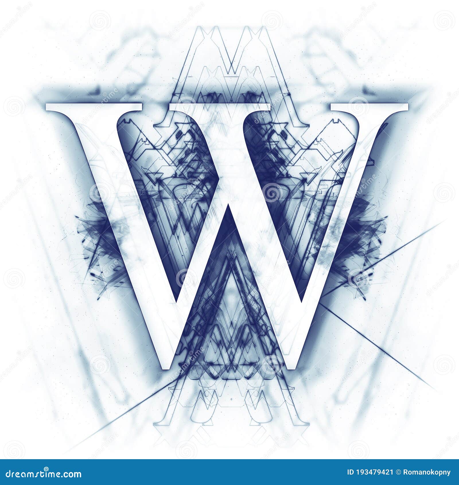 Blue Abstract Letter W stock illustration. Illustration of blueprint ...